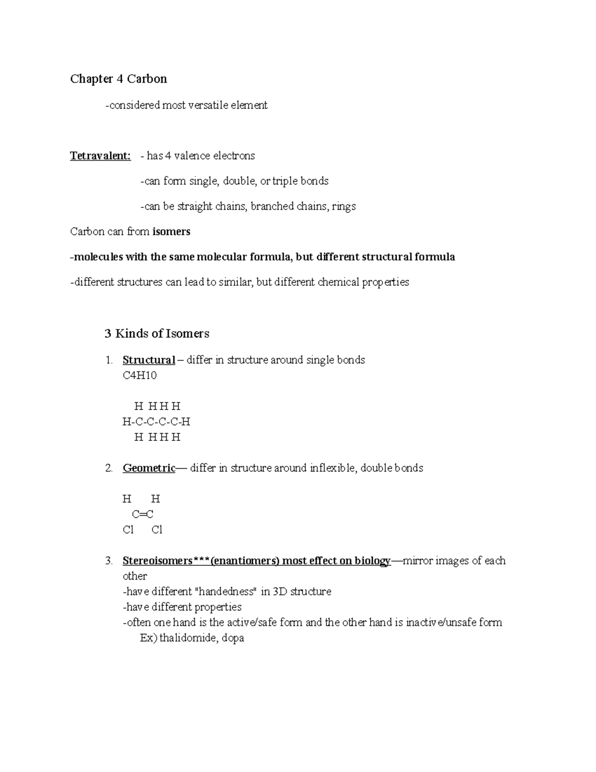 Lecture notes, all lectures - Chapter 4 Carbon most versatile element ...