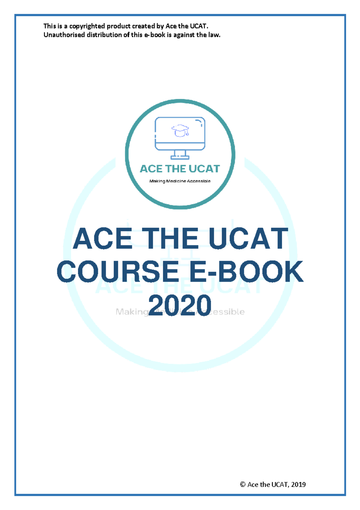 Ace the UCAT Course E-book 2020 Updated - This is a copyrighted product ...