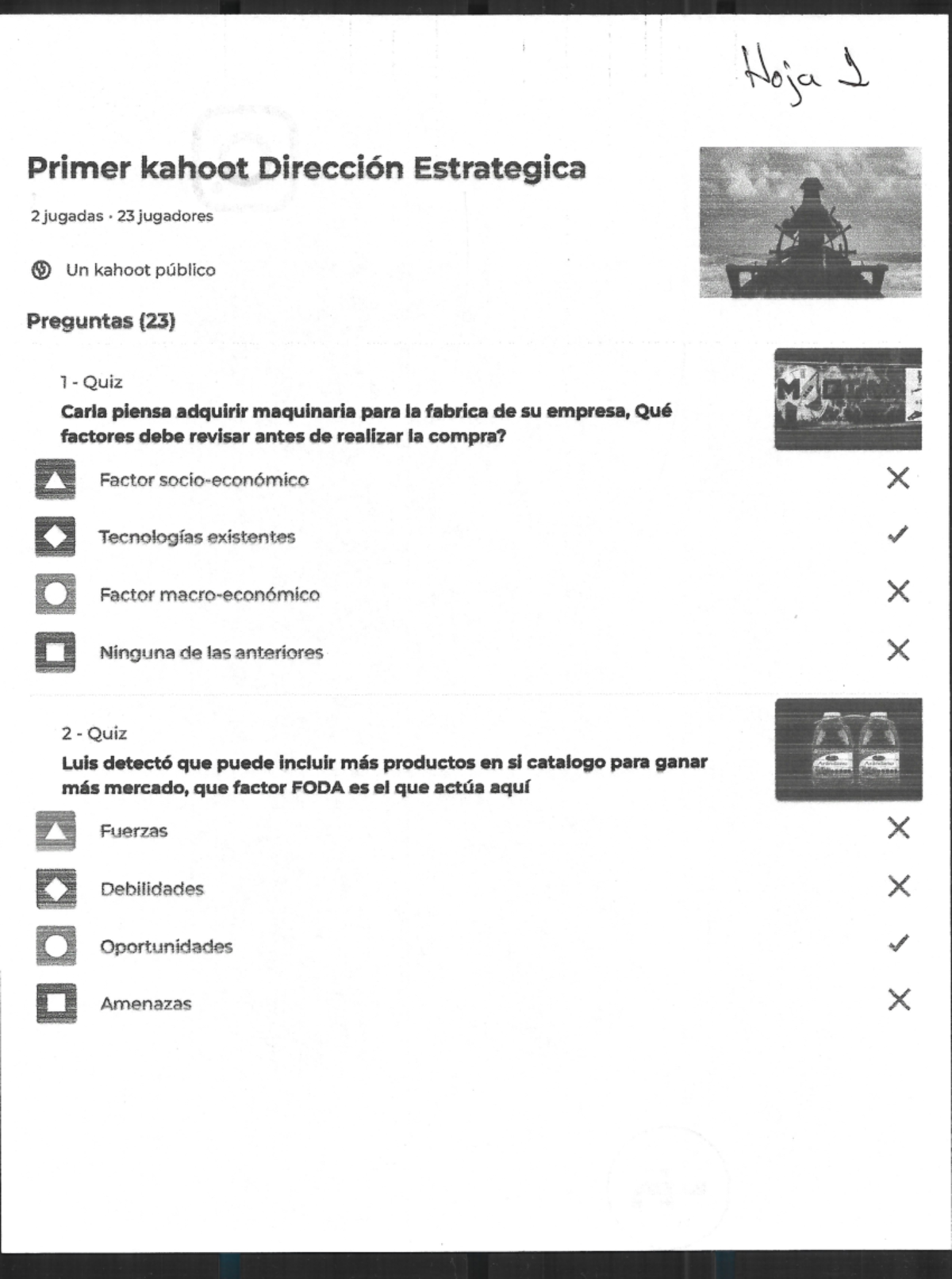 Scan Primer kahoot de Dirección Estratégica - Hoja I Primer kahoot ...