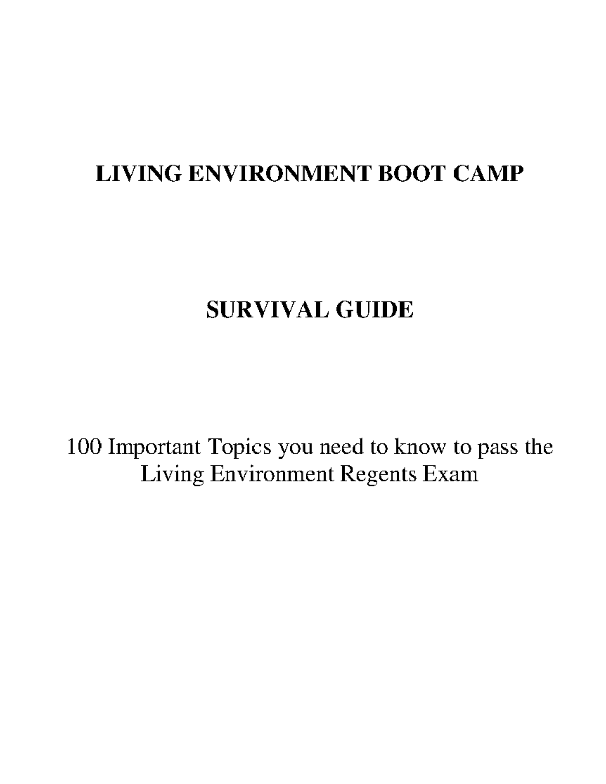 LEBoot Camp - For living environment regents 8th grade study guide ...