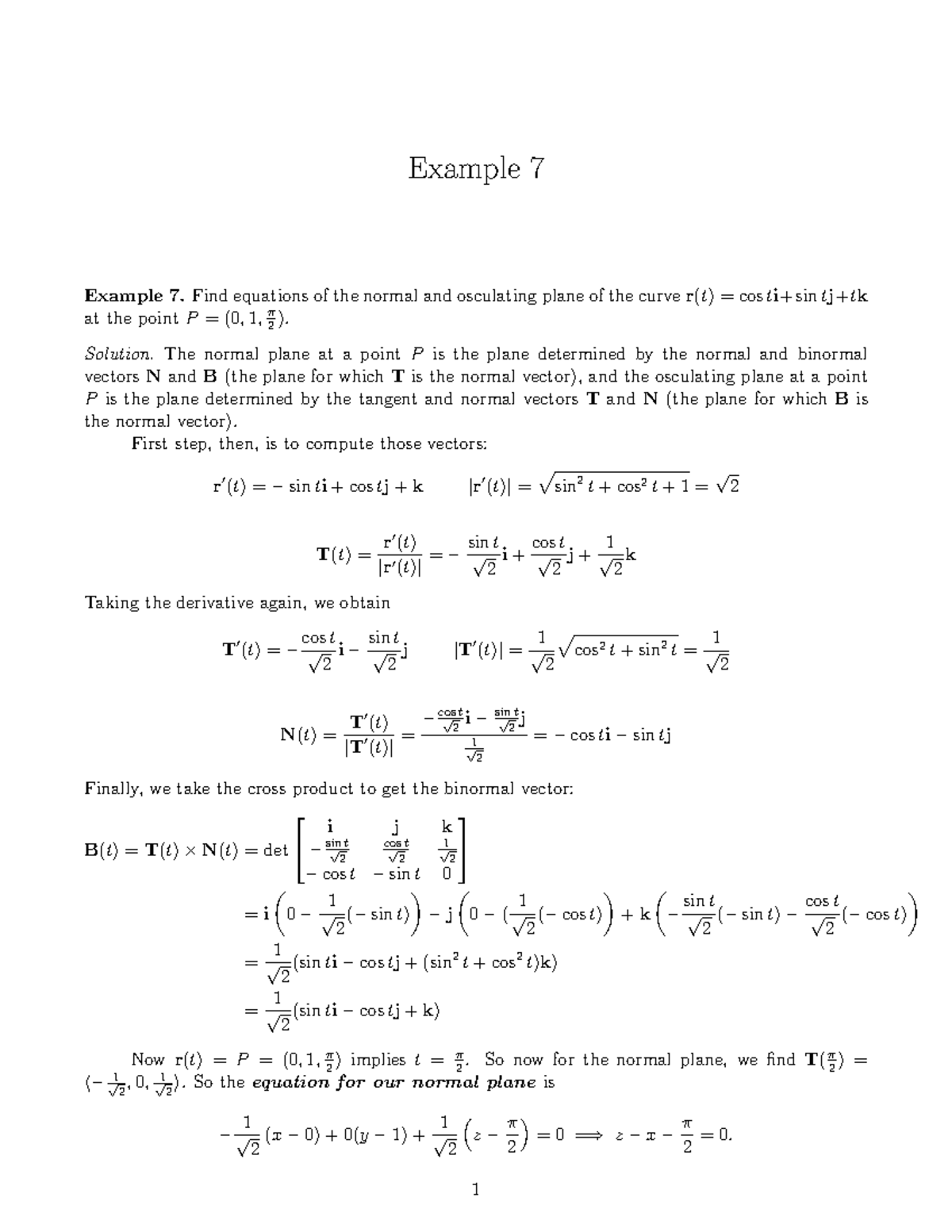 Example 7 Worked Through - Example 7 Example 7 equations of the normal ...