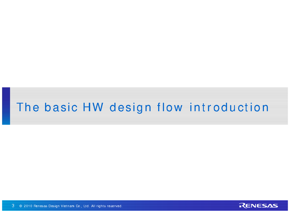 LSI Design Flow Overview - Th e ba sic H W de sign flow in t r odu ct ...