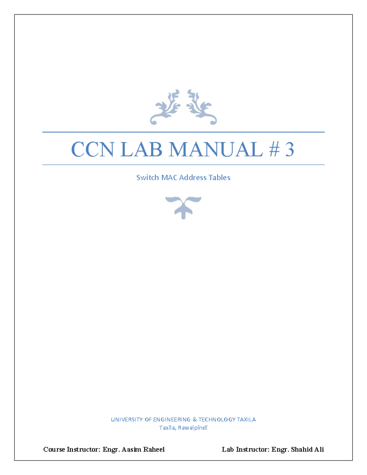 Ccn Lab 3 Lab Manual Course Instructor Engr Aasim Raheel Lab Instructor Engr Shahid Ali