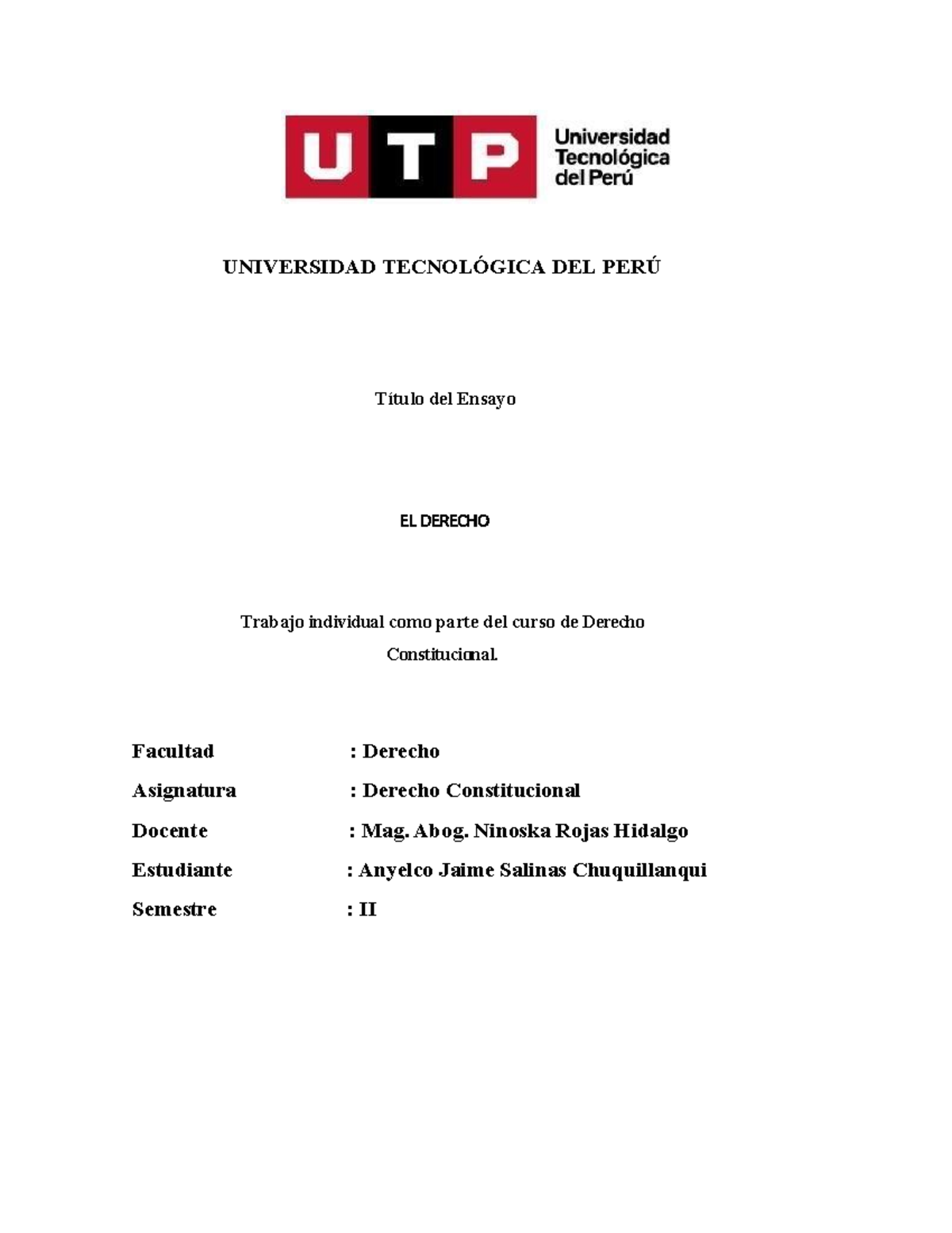 Universidad Tecnológica DEL PERÚ - UNIVERSIDAD TECNOLÓGICA DEL PERÚ ...
