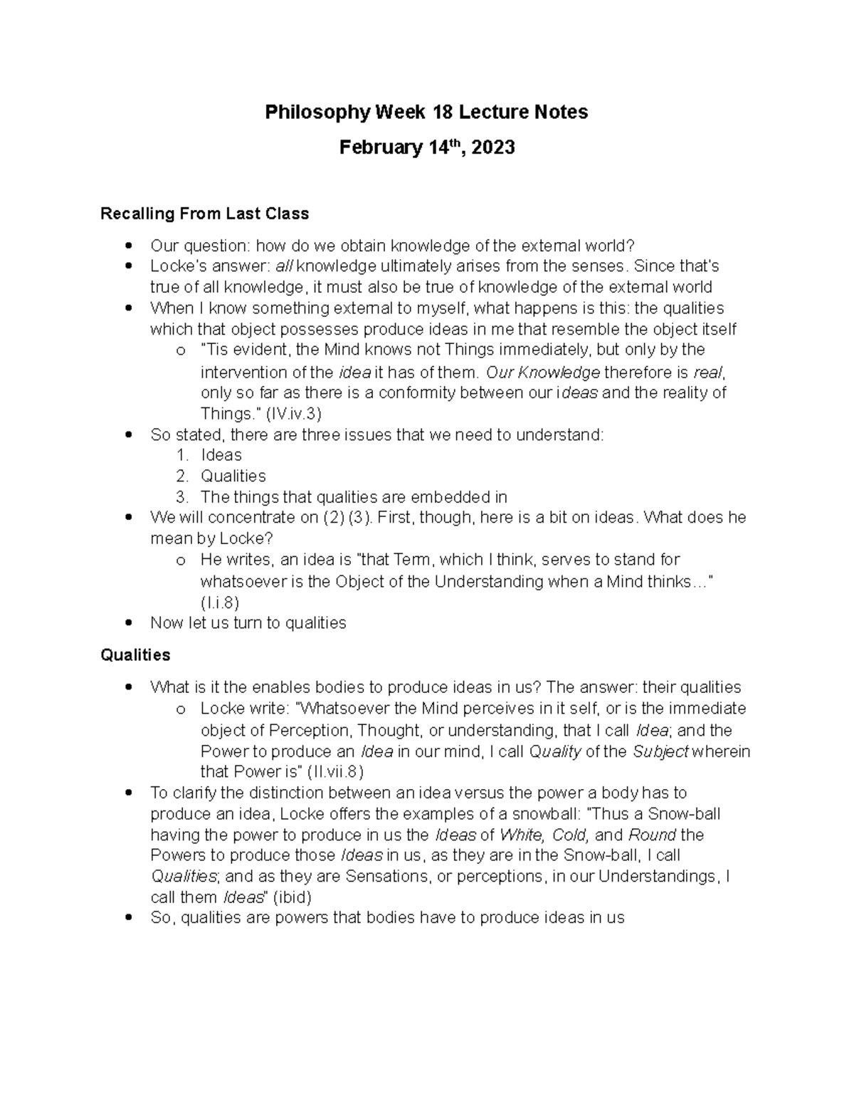 Philosophy Week 18 Lecture Notes - Philosophy Week 18 Lecture Notes ...