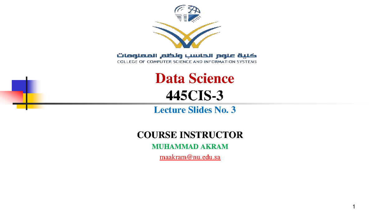 Lecture Slides No. 3 - programming Langues - Data Science 445CIS ...