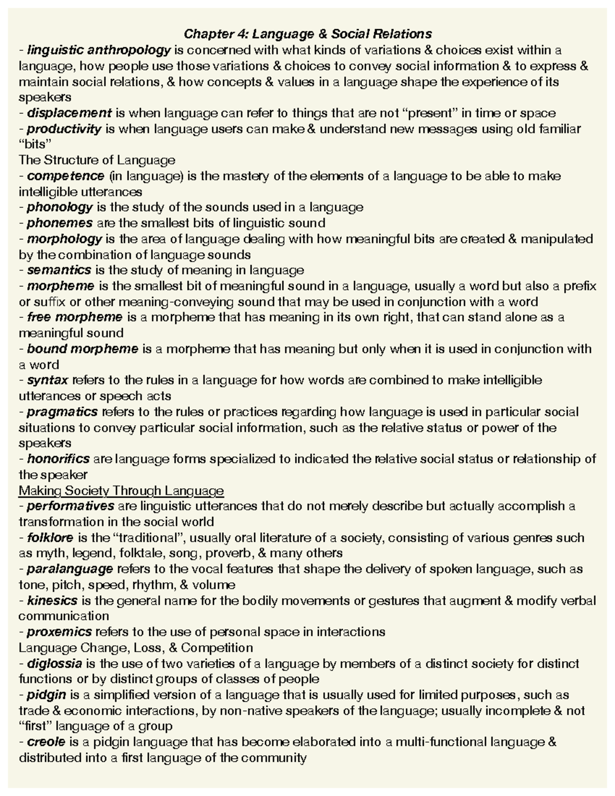 4.1 Language and Social Relations - Chapter 4: Language & Social Relations linguistic - Studocu