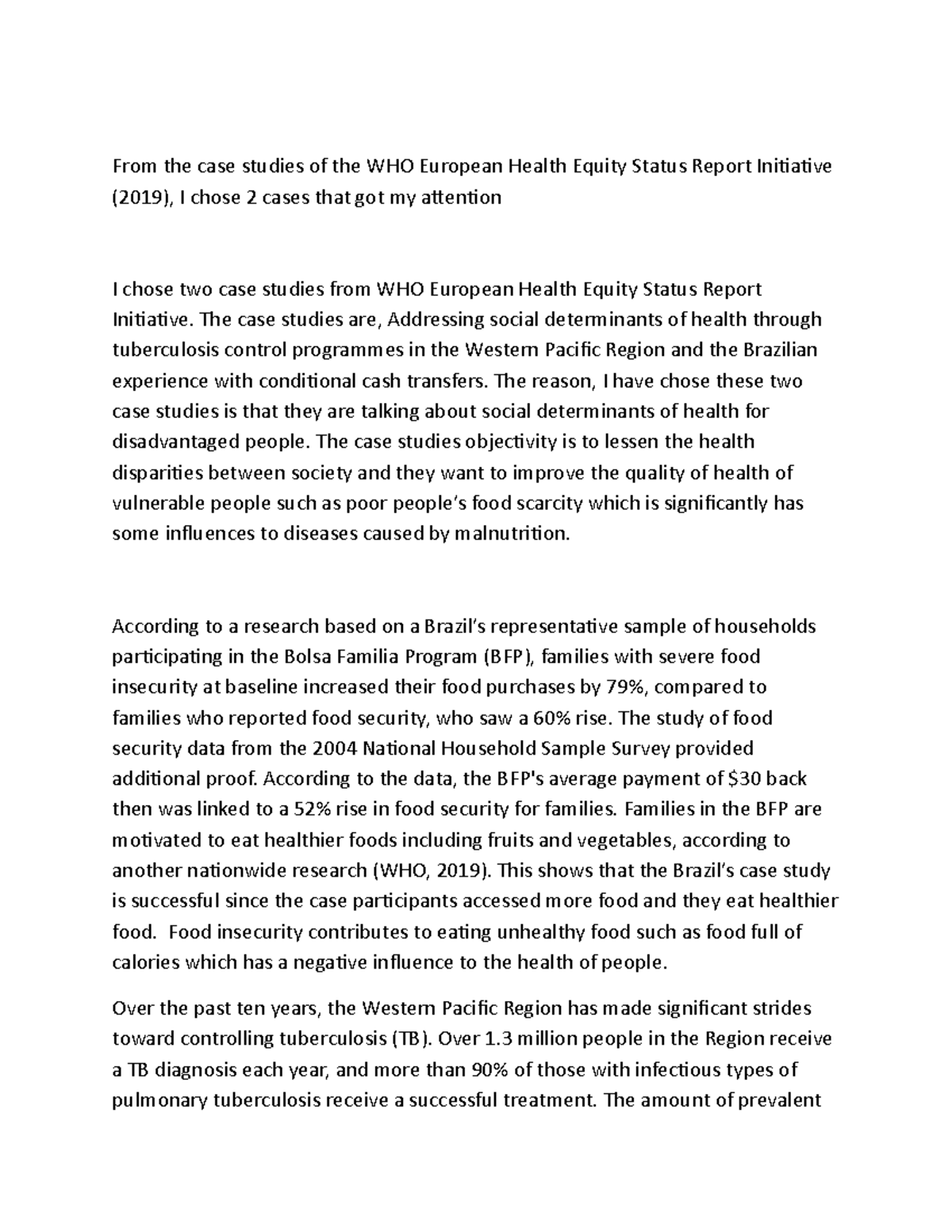 Journal Unit eight Community Health - From the case studies of the WHO ...