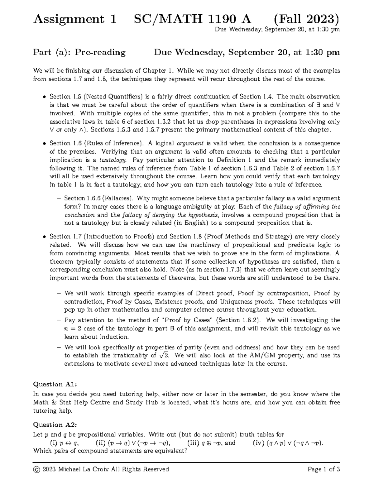 Assignment 1 - While we may not directly discuss most of the examples ...