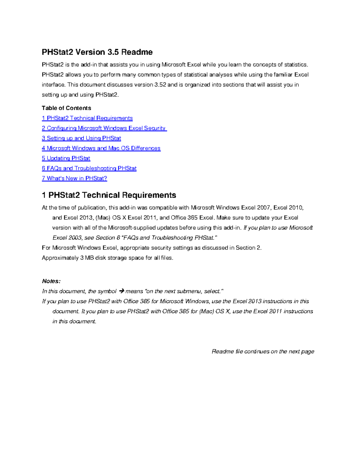 PHStat readme - Statistics - PHStat2 Version 3 Readme PHStat2 is the ...