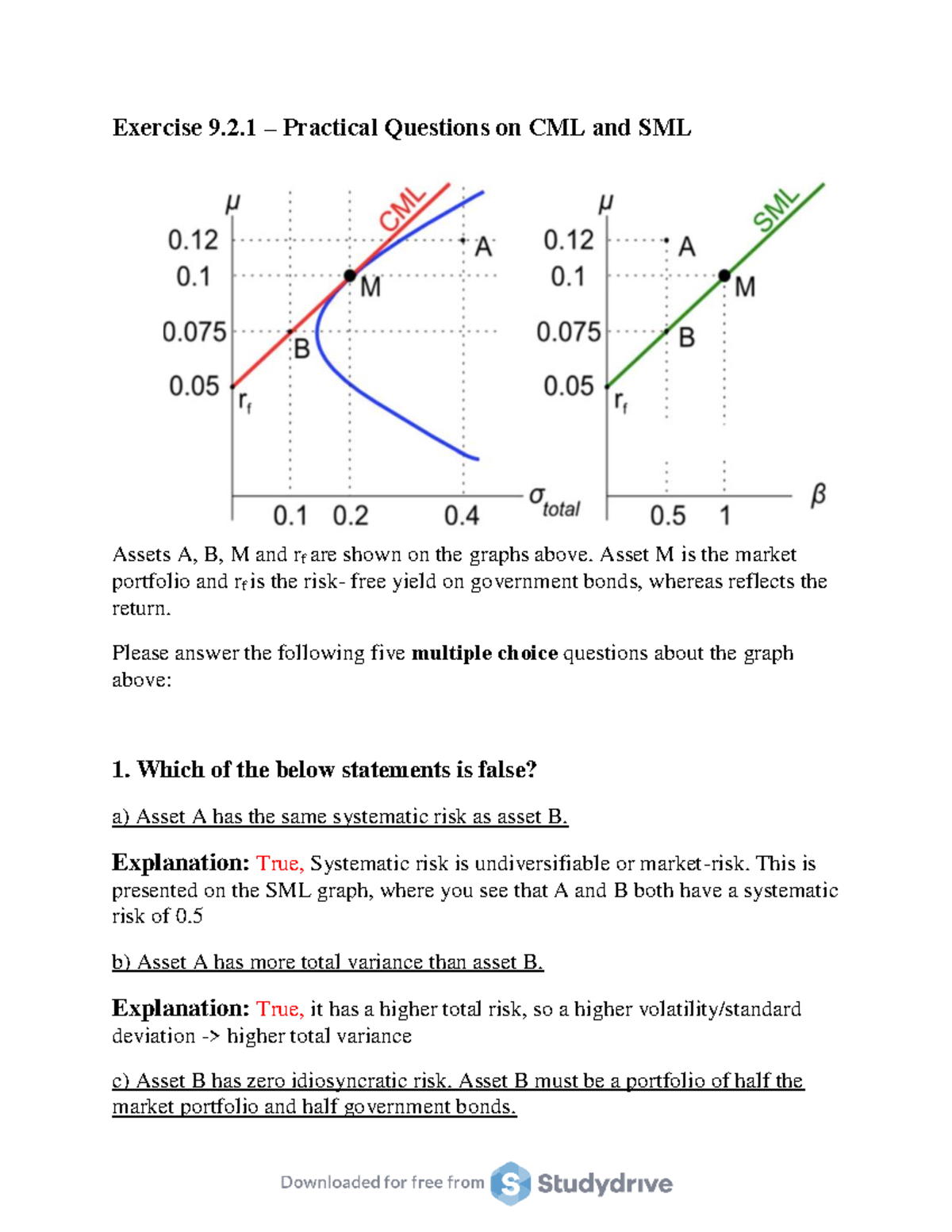 Exercice 9.2.1 Solution - Exercise 9.2 – Practical Questions on CML and ...