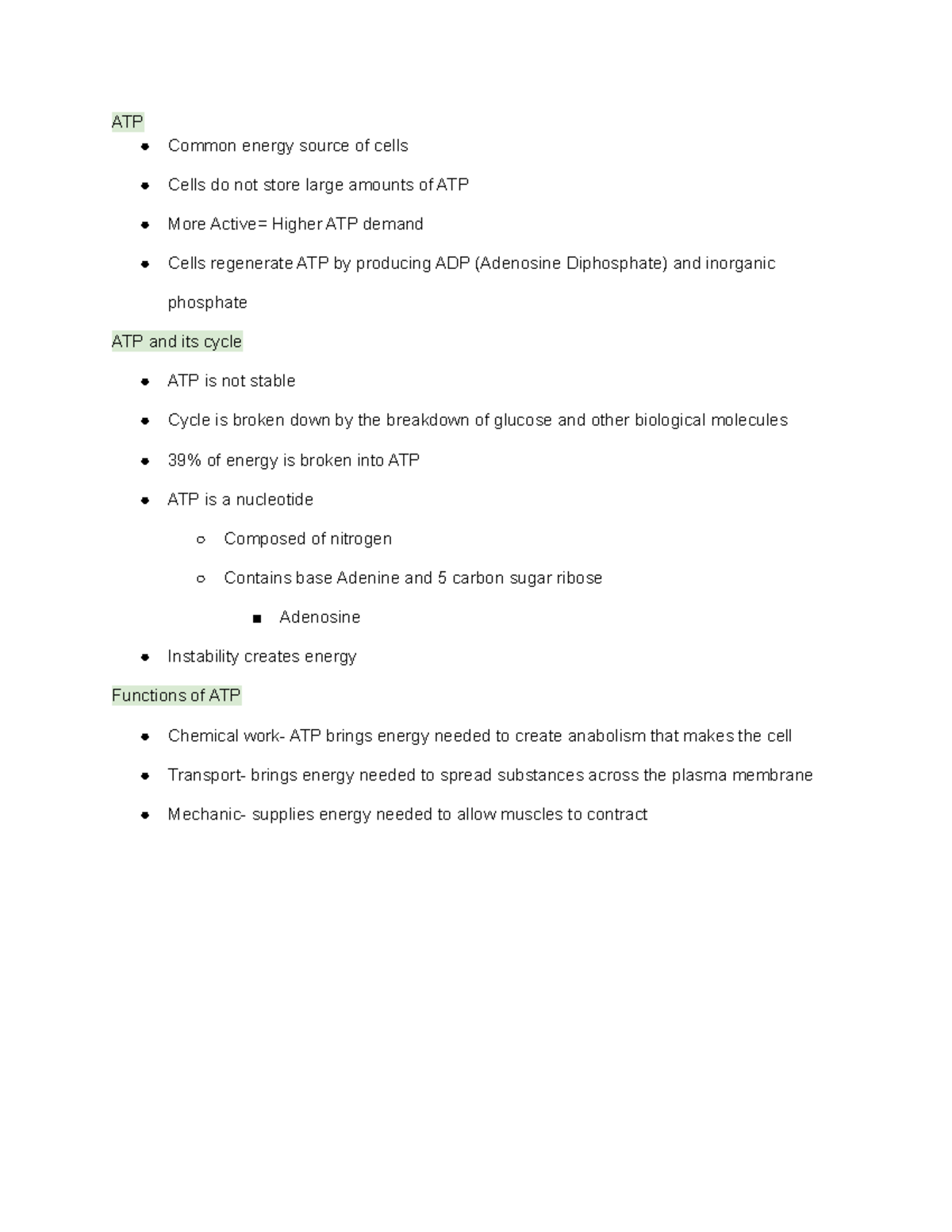 ATP - The definition and functions of ATP - ATP Common energy source of ...