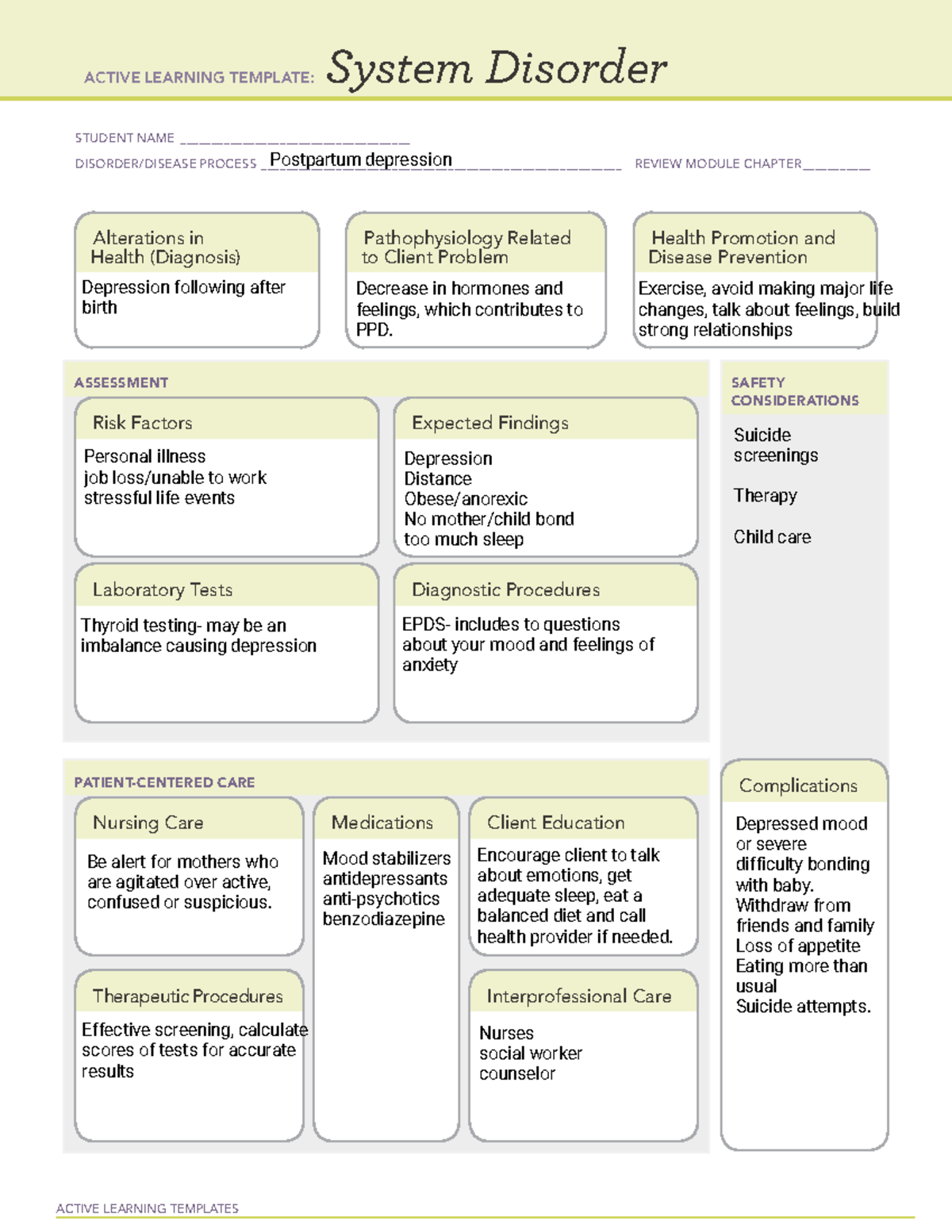 Maternal system disorder - ACTIVE LEARNING TEMPLATES System Disorder ...