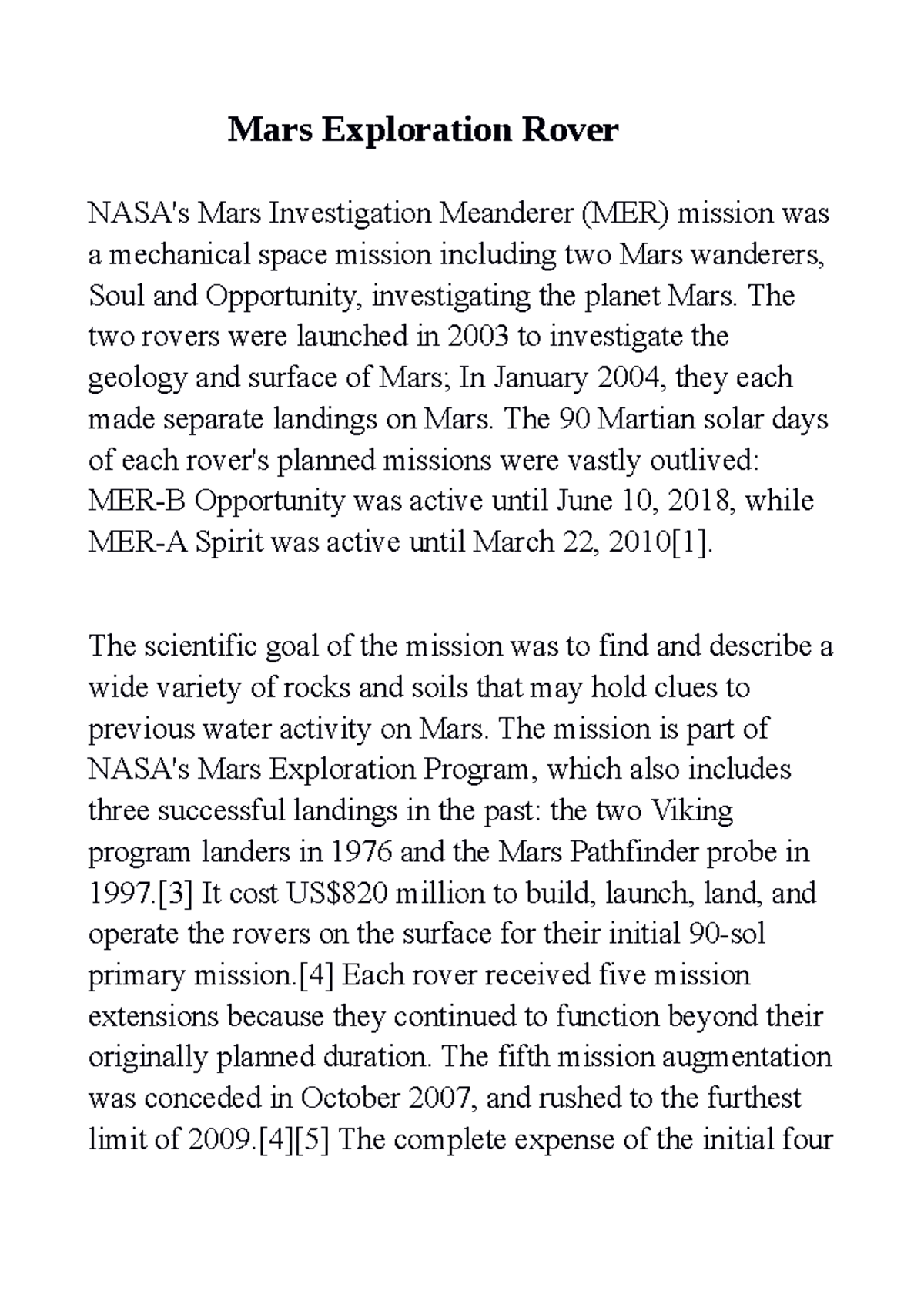 Mars Exploration Rover - Mars Exploration Rover NASA's Mars ...