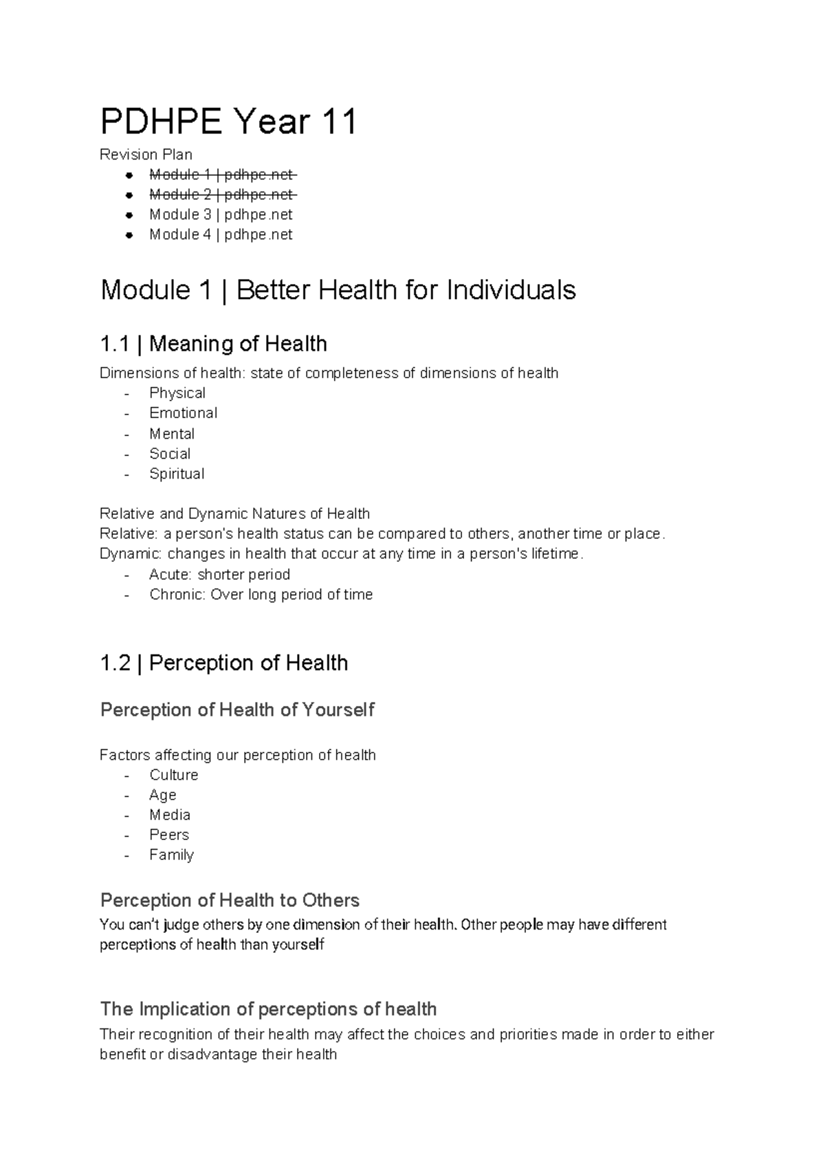 Pdhpe Yearly Notes - PDHPE Year 11 Revision Plan Module 1 | pdhpe ...