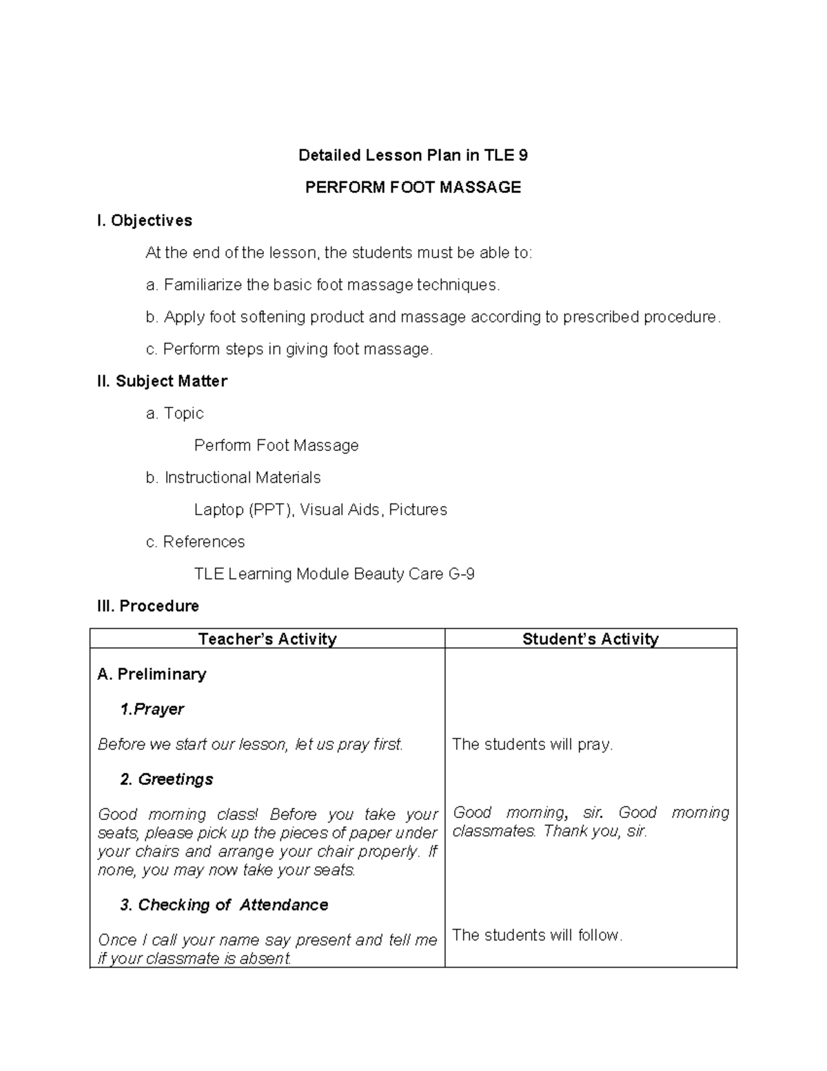 Final Demo-DLP - lesson plan - Detailed Lesson Plan in TLE 9 PERFORM ...