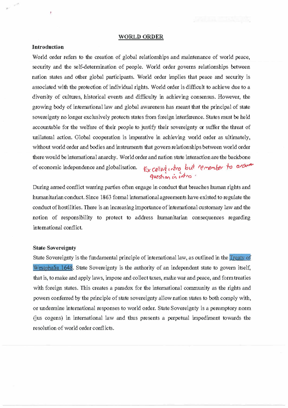 Essay world order effectiveness - WORLD ORDER Introduction World order ...