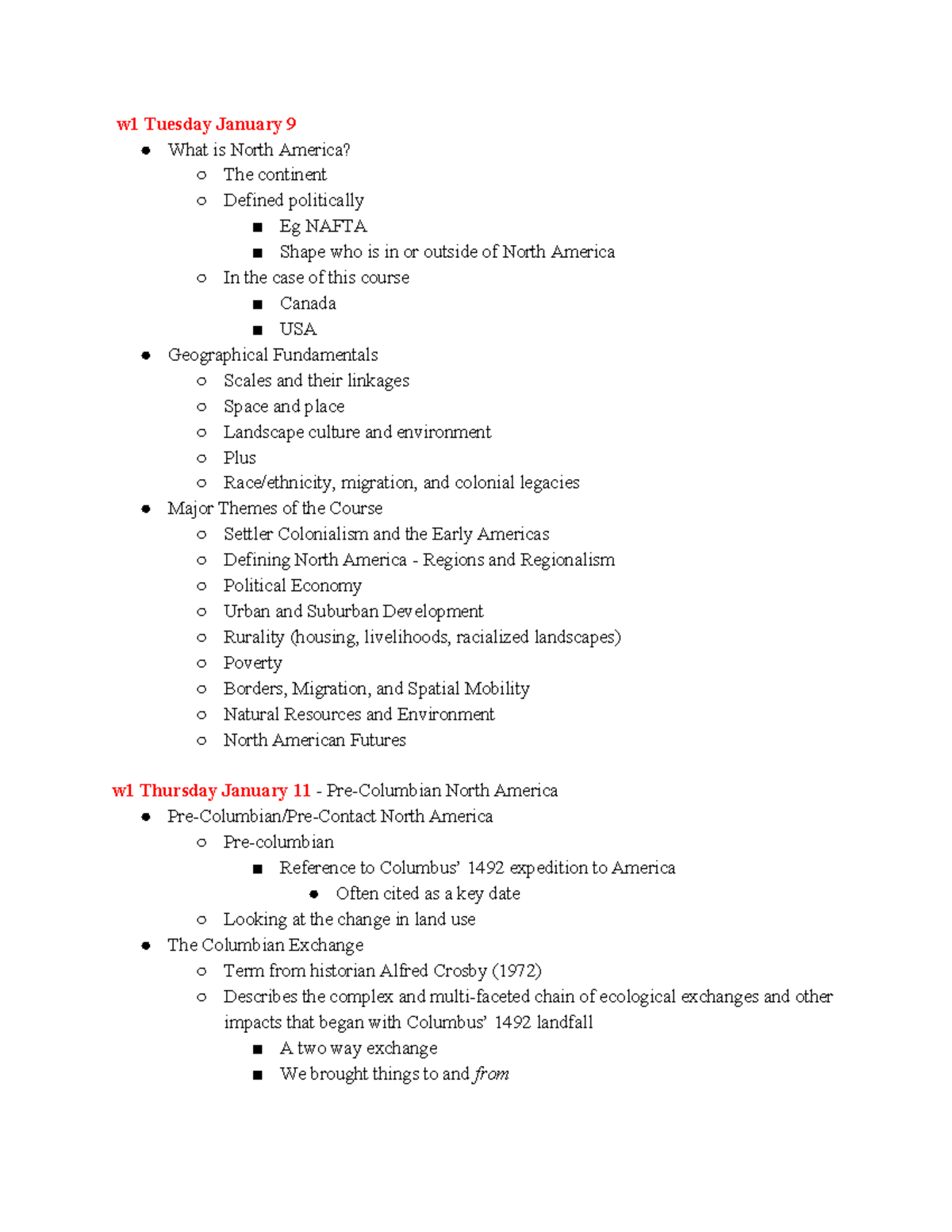 GEOG 180 Notes Through Midterm - w1 Tuesday January 9 What is North ...