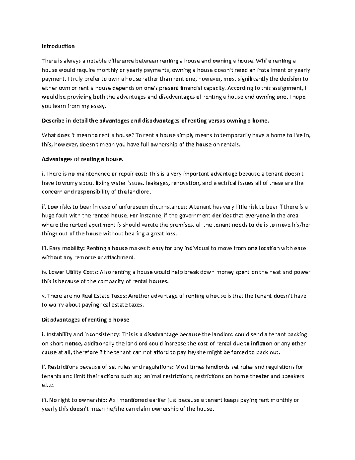 Renting and owning a house-WPS Office - Introduction There is always a ...