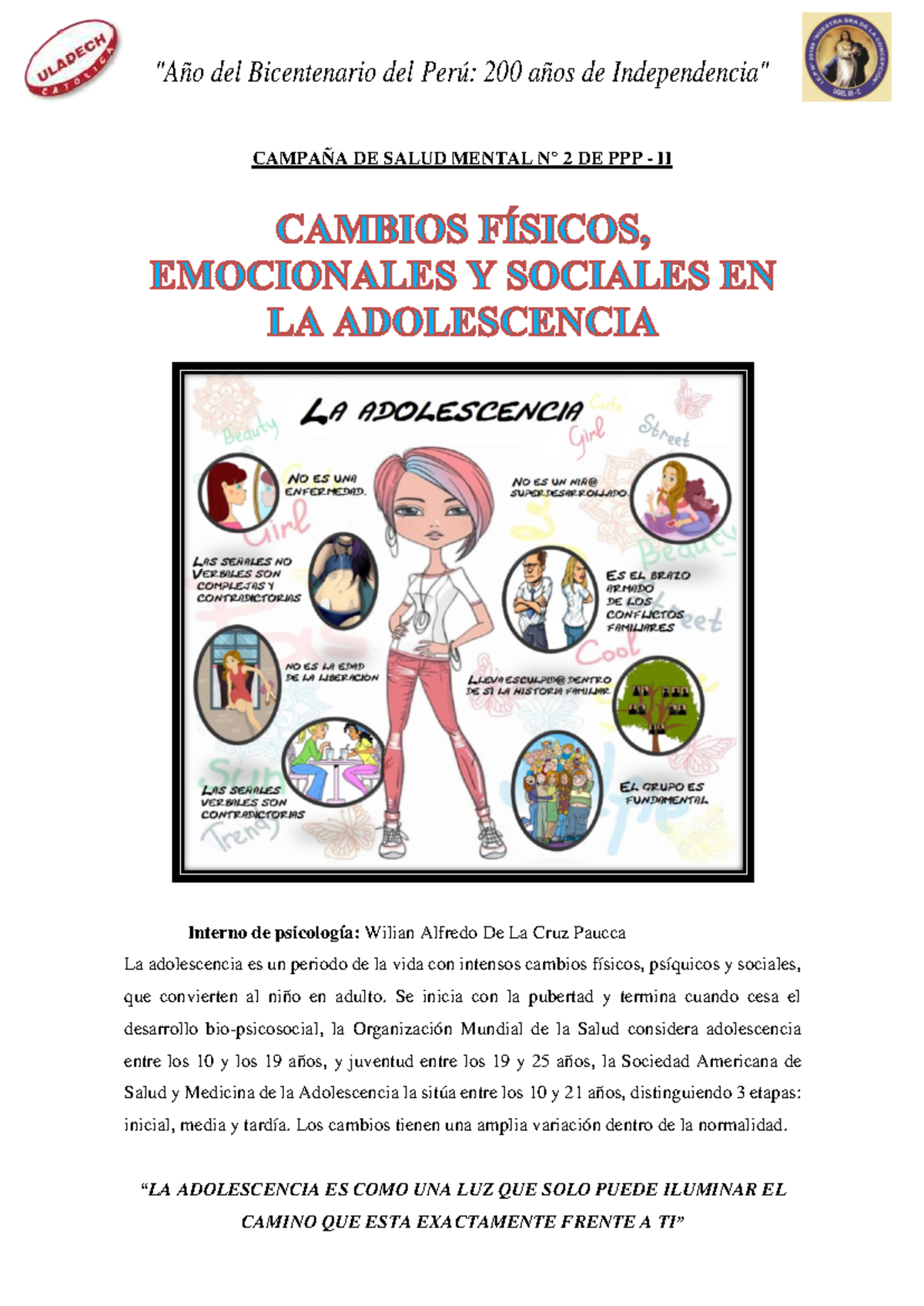 Campaña- Cambios Fisicos, Emocionales Y Sociales EN LA Adolescencia ...