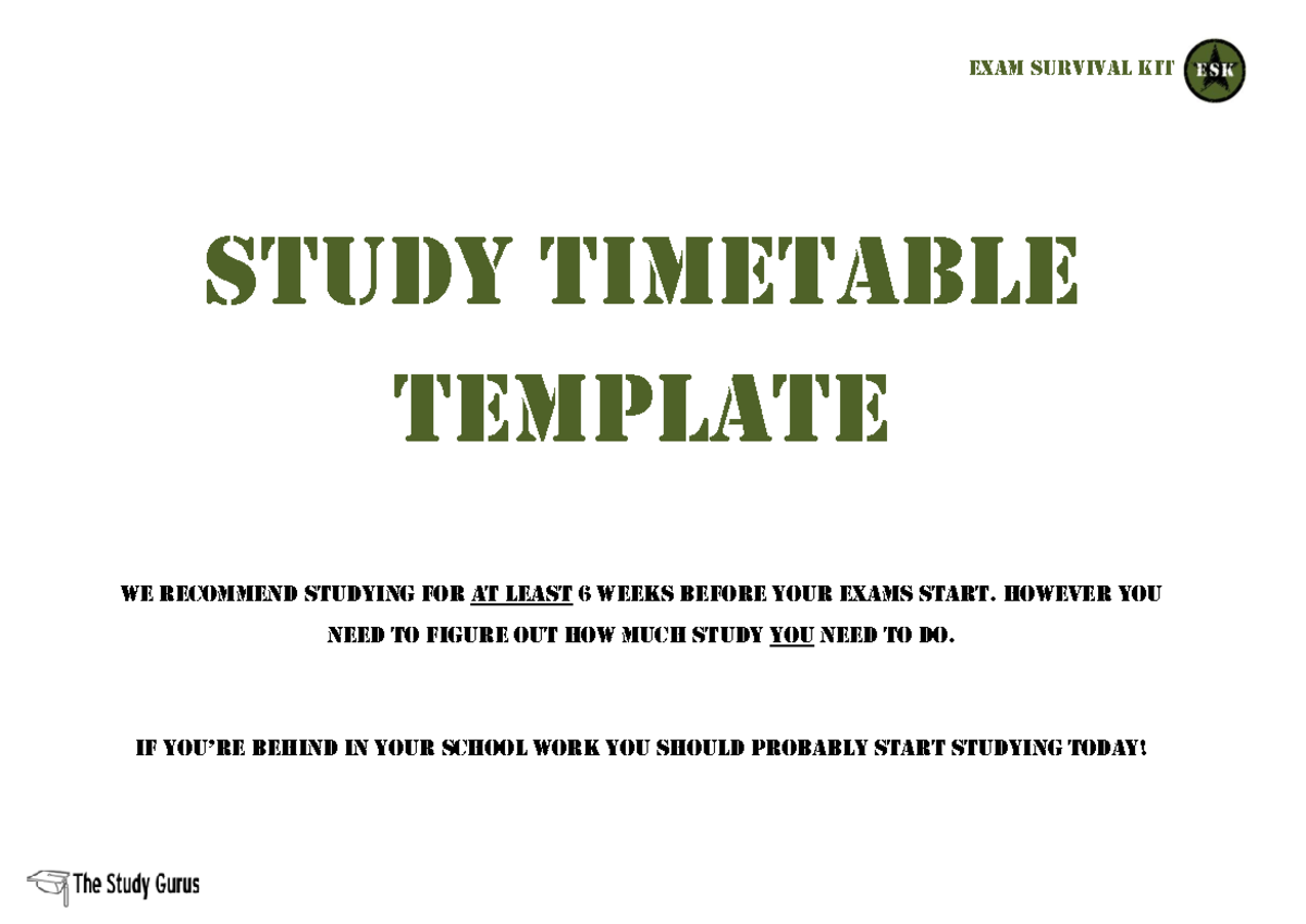 [TSG] Study Timetable Template - Study Timetable Template We recommend ...