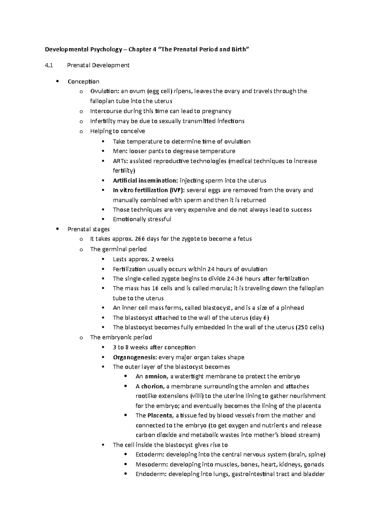 Chapter 4 - The Prenatal Period and Birth - Developmental Psychology ...