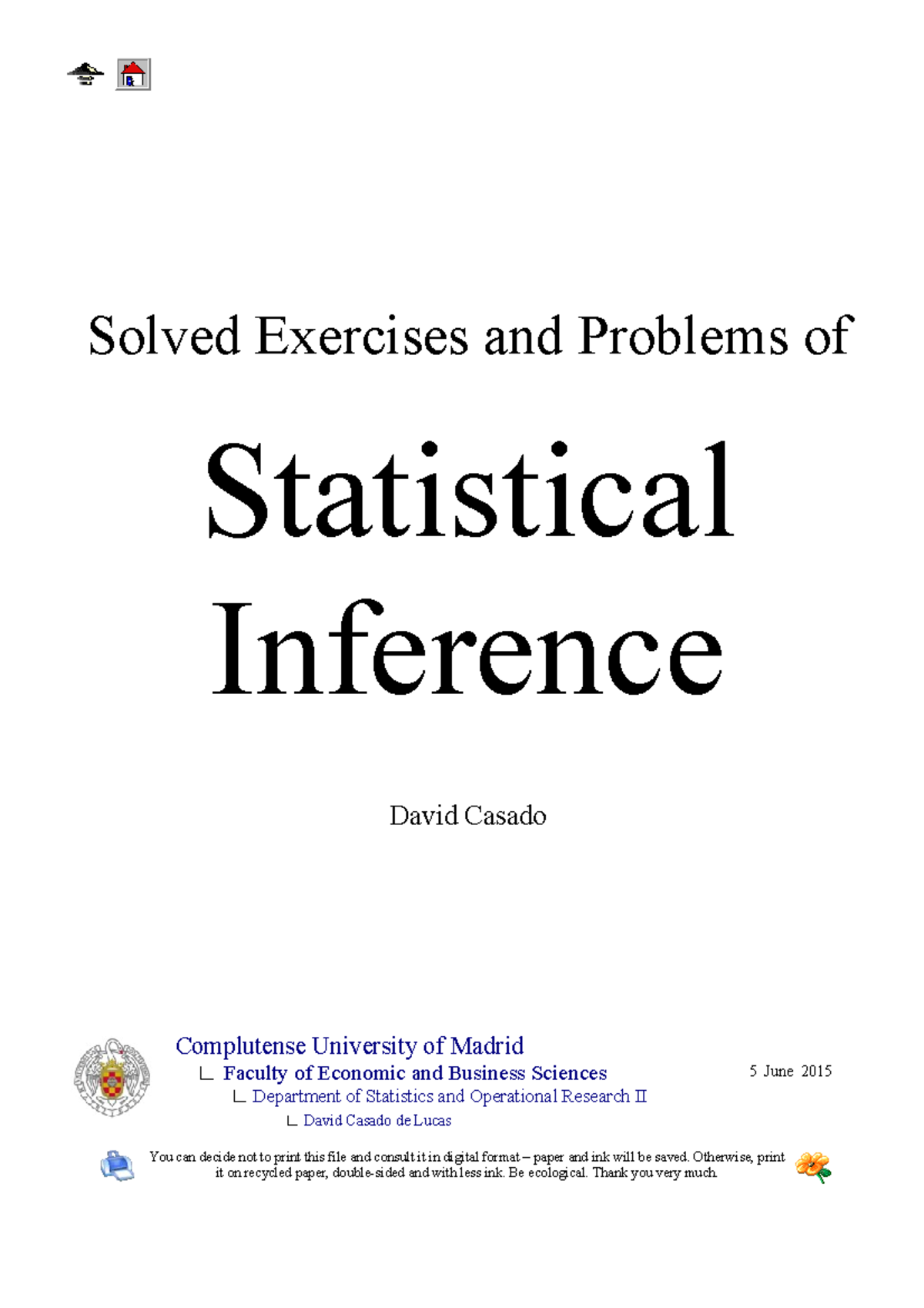 Solved Exercises and Problems of Statist - Solved Exercises and ...