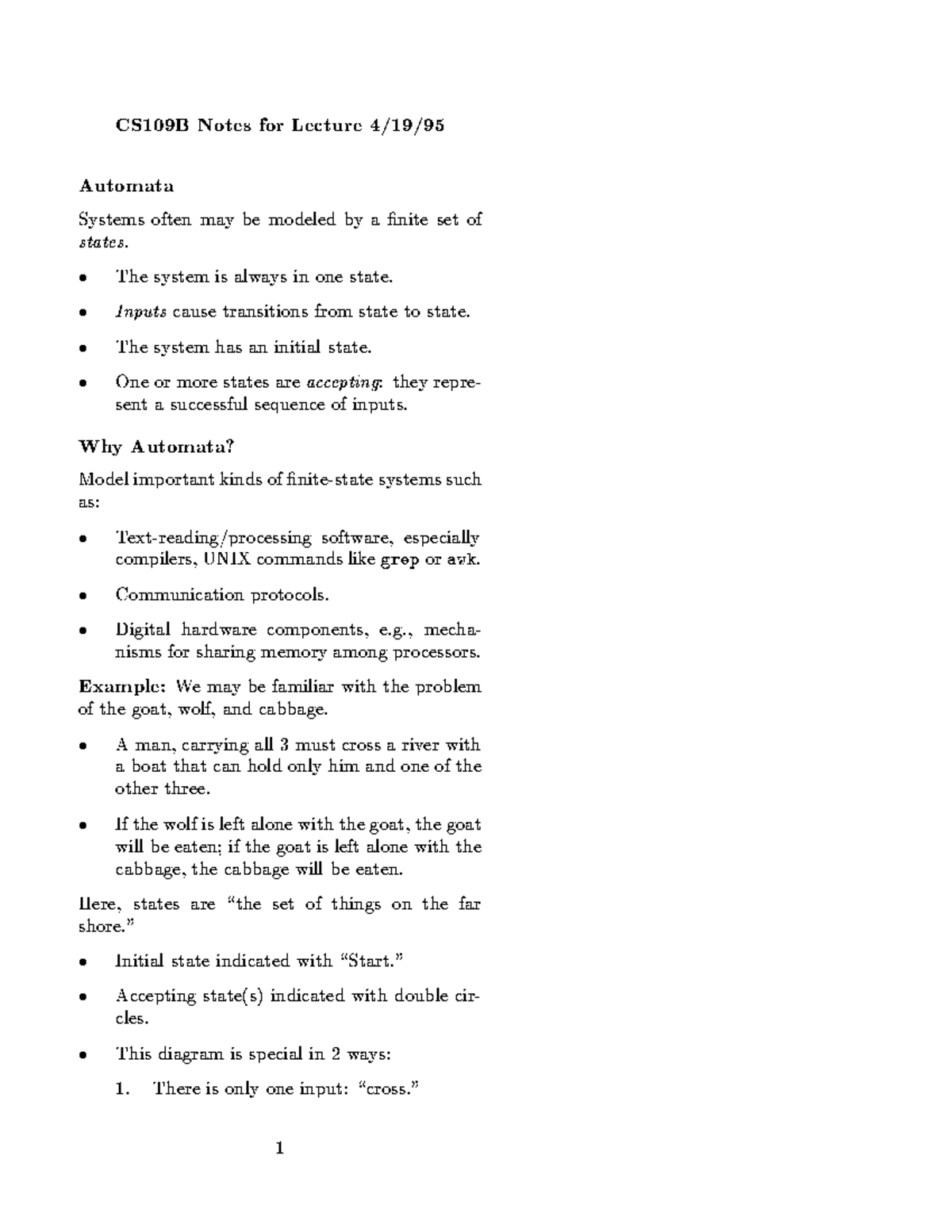 Computer Science Notes 33 CS109B Notes For Lecture 4 19 95 Automata computer-science-notes-33-cs109b-notes-for-lecture-4-19-95-automata