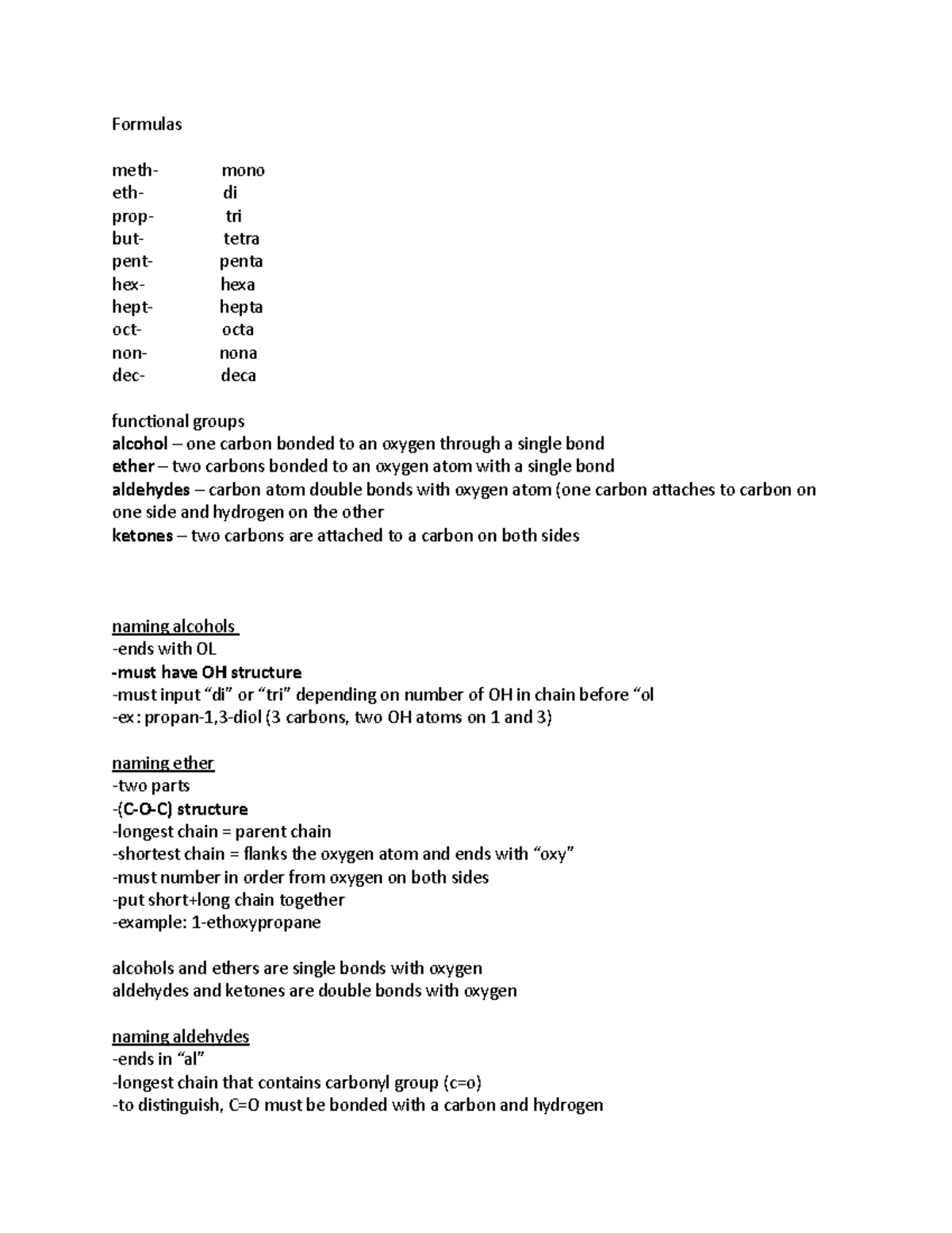 Notes chem - Formulas meth- mono eth- di prop- tri but- tetra pent ...
