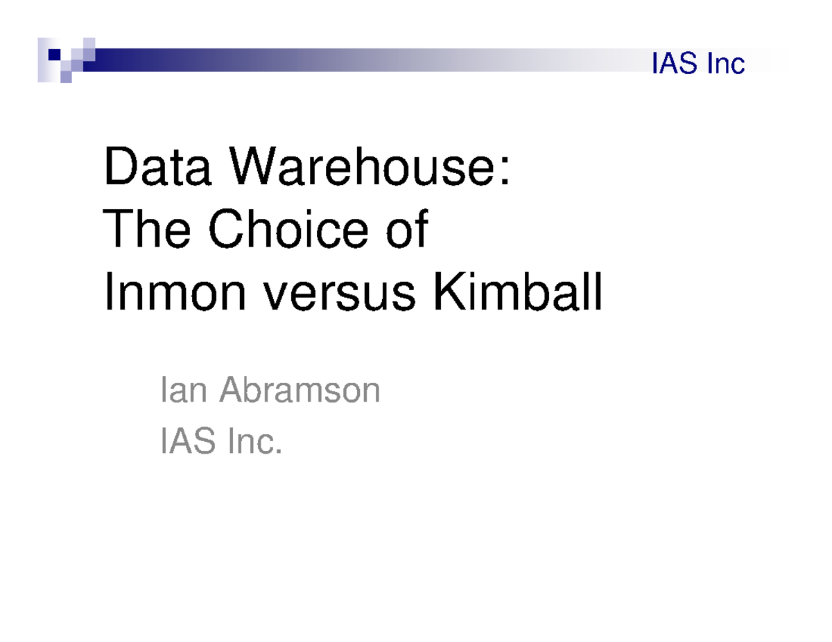 Modelos inmon vs kimball - Data Warehouse:The Choice ofInmon versus ...