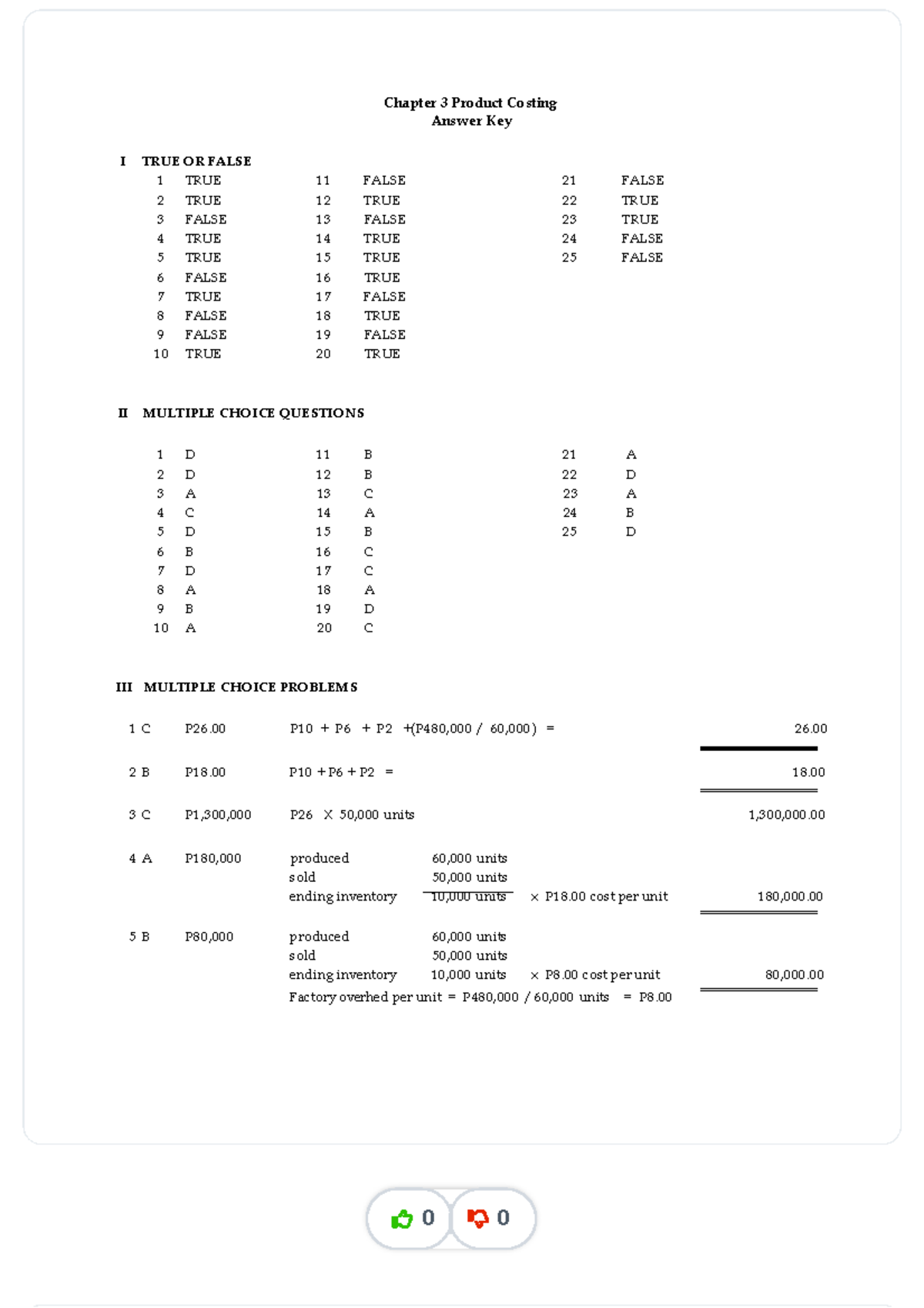 Scm-chapter-3-product-costing-answer-key compress - Chapter 3 Product Costing Answer Key I TRUE ...