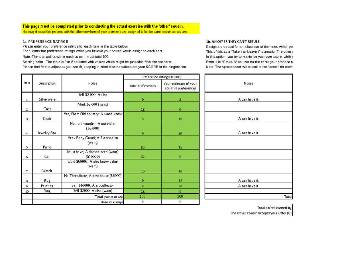 Negotiation Exercise - Preparation (Part I) - This page must be ...