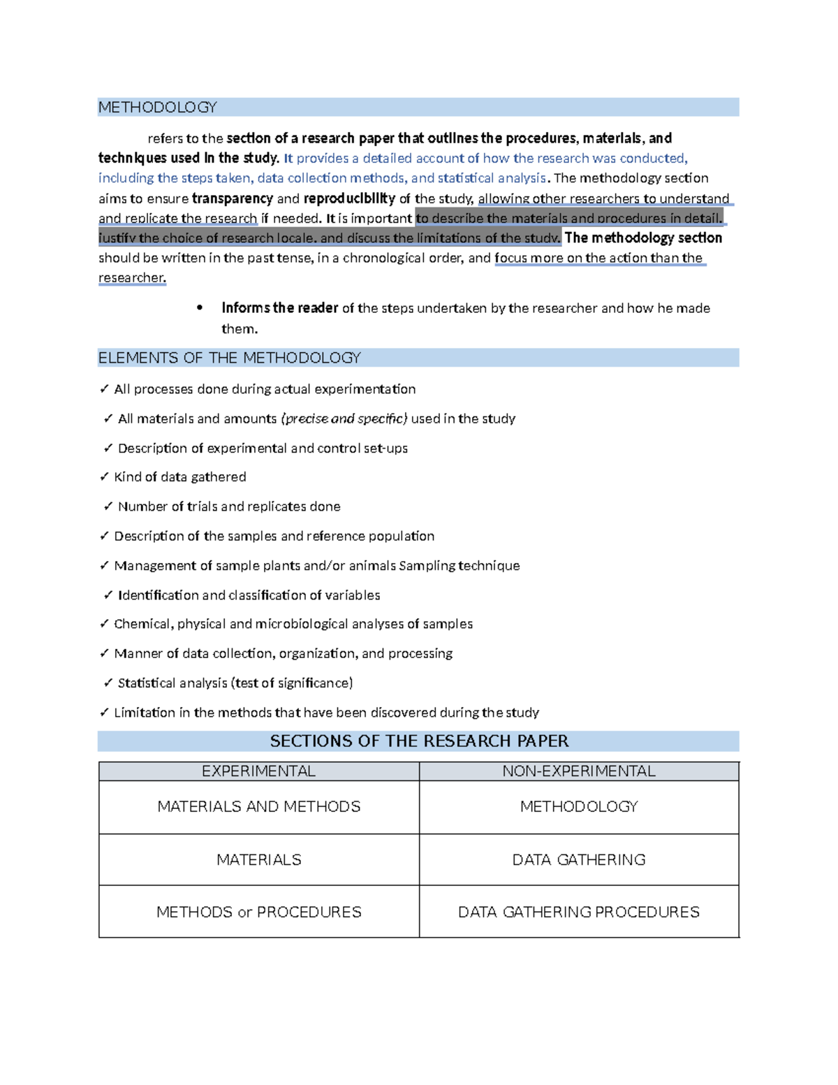 Grade 10 S.Y. 2023-2024 Reviewer - ####### METHODOLOGY ####### refers ...