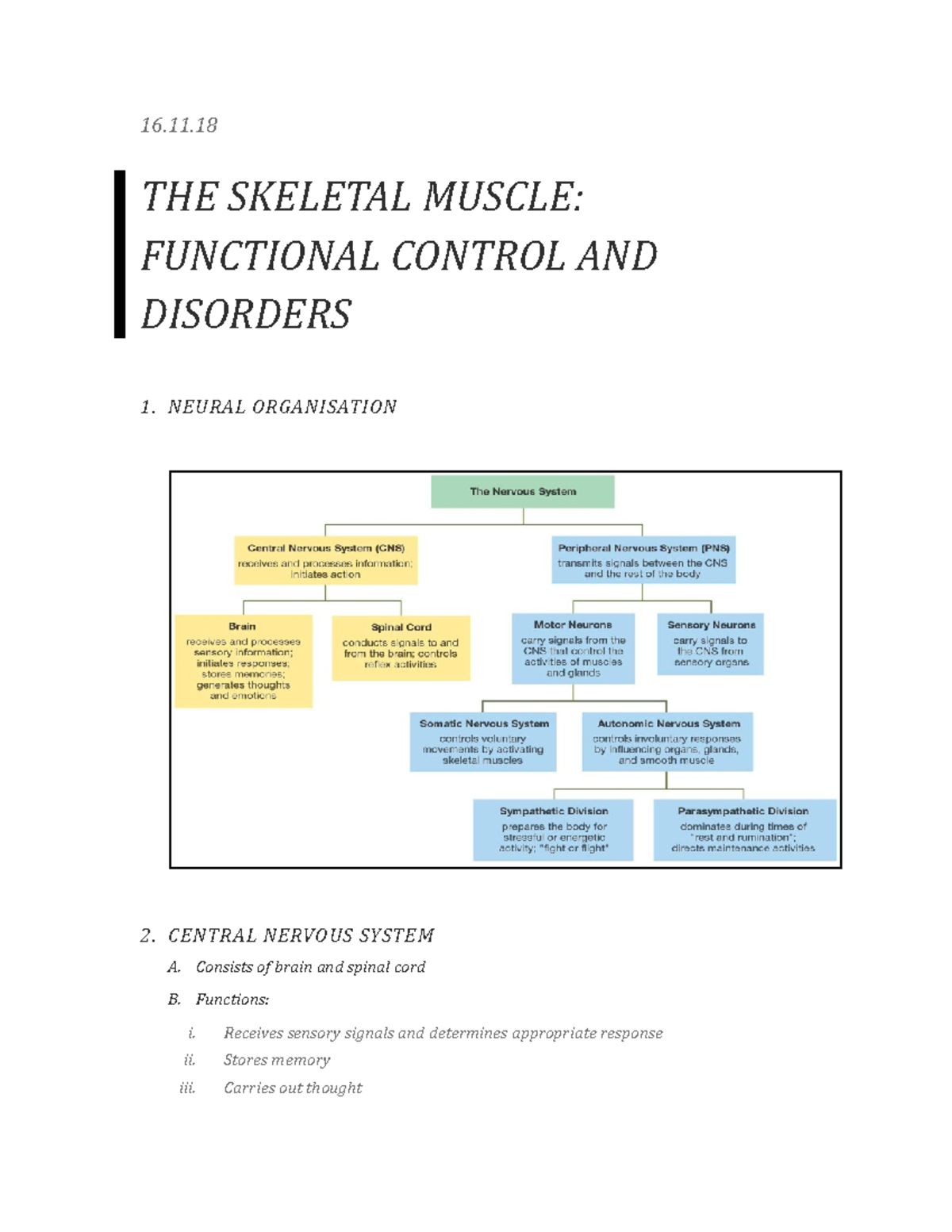 Pathophysiology notes - 16. THE SKELETAL MUSCLE: FUNCTIONAL CONTROL AND ...