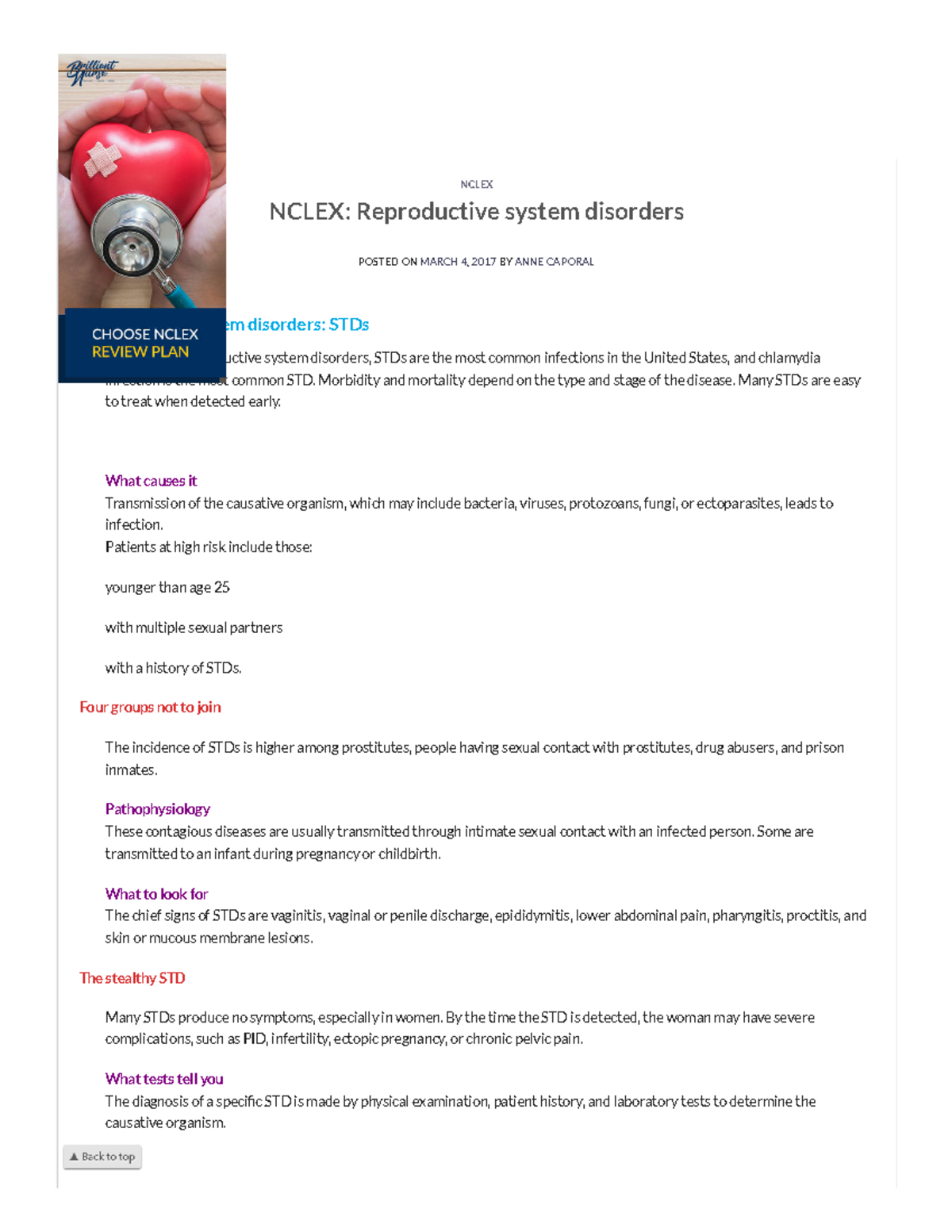 Nclex Reproductive system disorders - Brilliant Nurse® - NCLEX ...