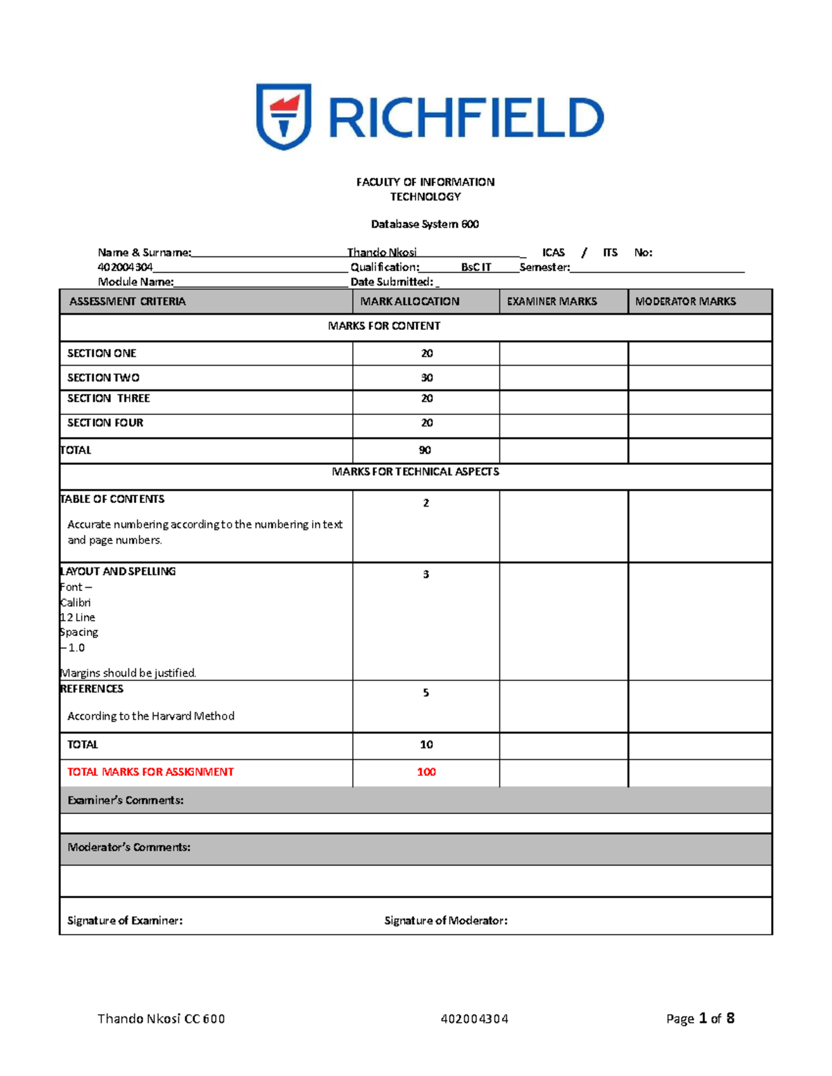 Internet Programming 622 - FACULTY OF INFORMATION TECHNOLOGY Database ...