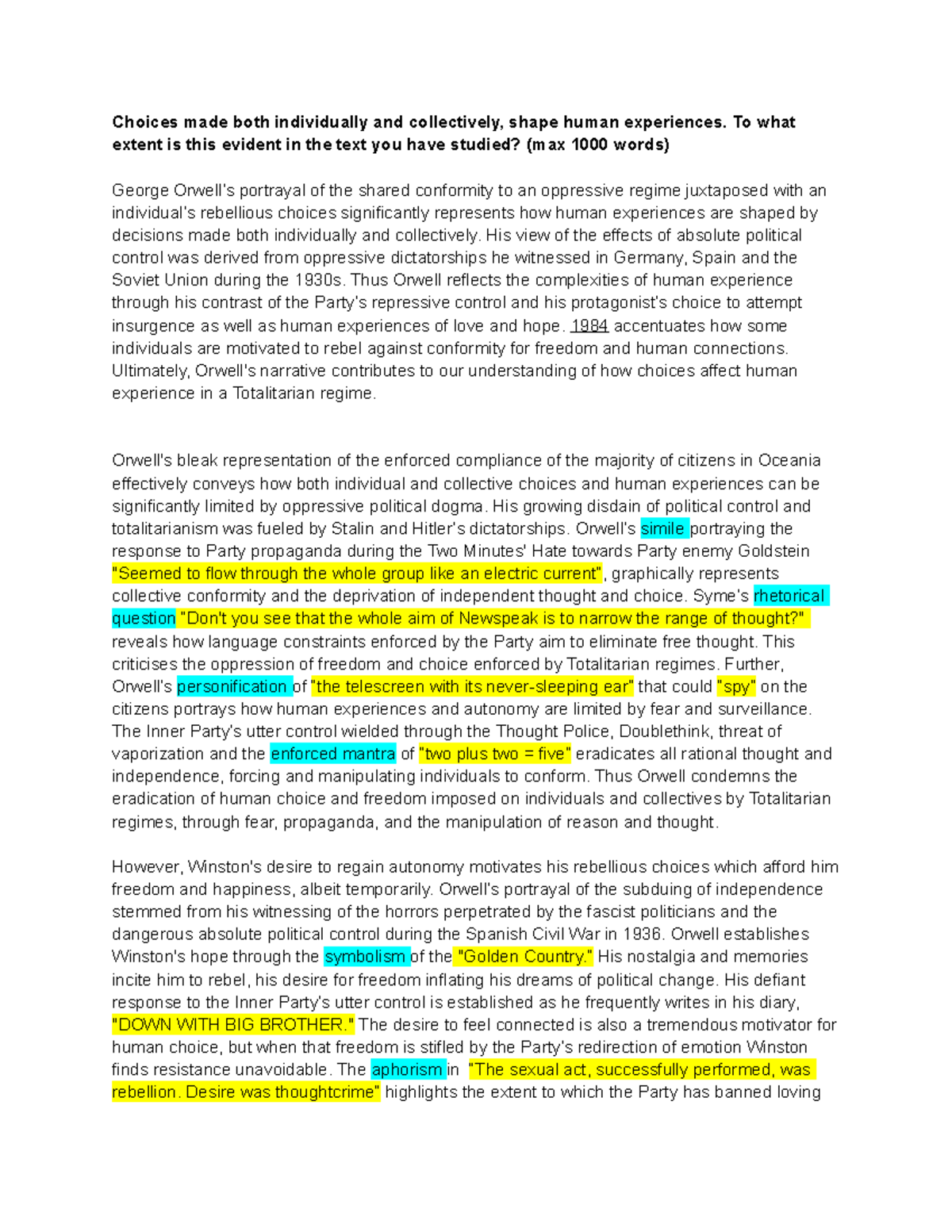 HSC English Advanced Common Mod 1984 - Choices made both individually ...