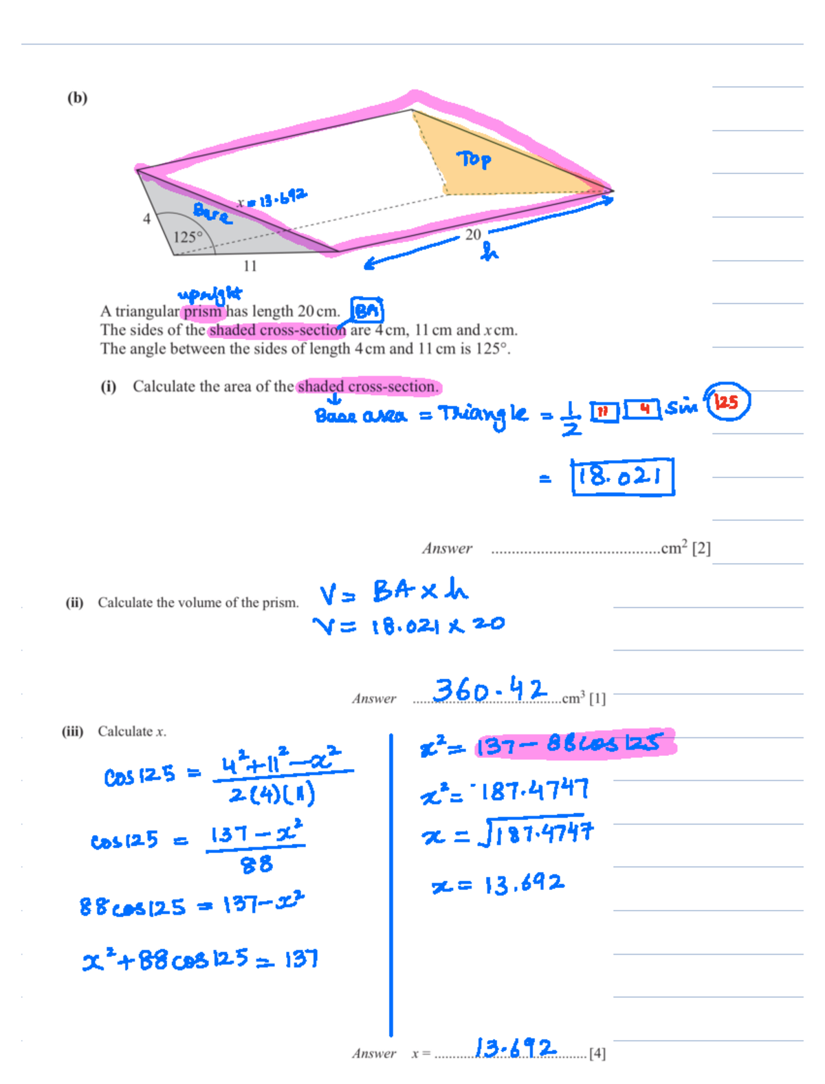 Mensuration Practice - confidential data - (b) Top 4 Base 20 h 11 ...