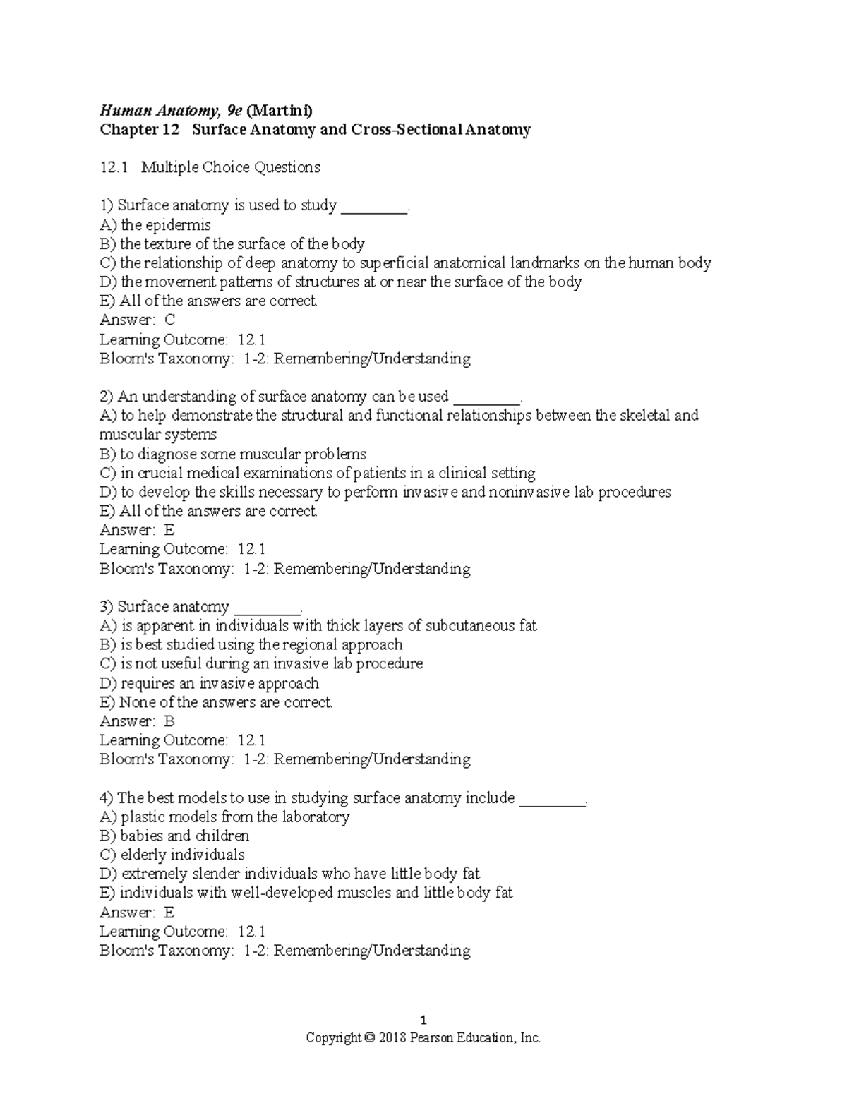 Chapter 12 - Human Anatomy, 9e (Martini) Chapter 12 Surface Anatomy and ...