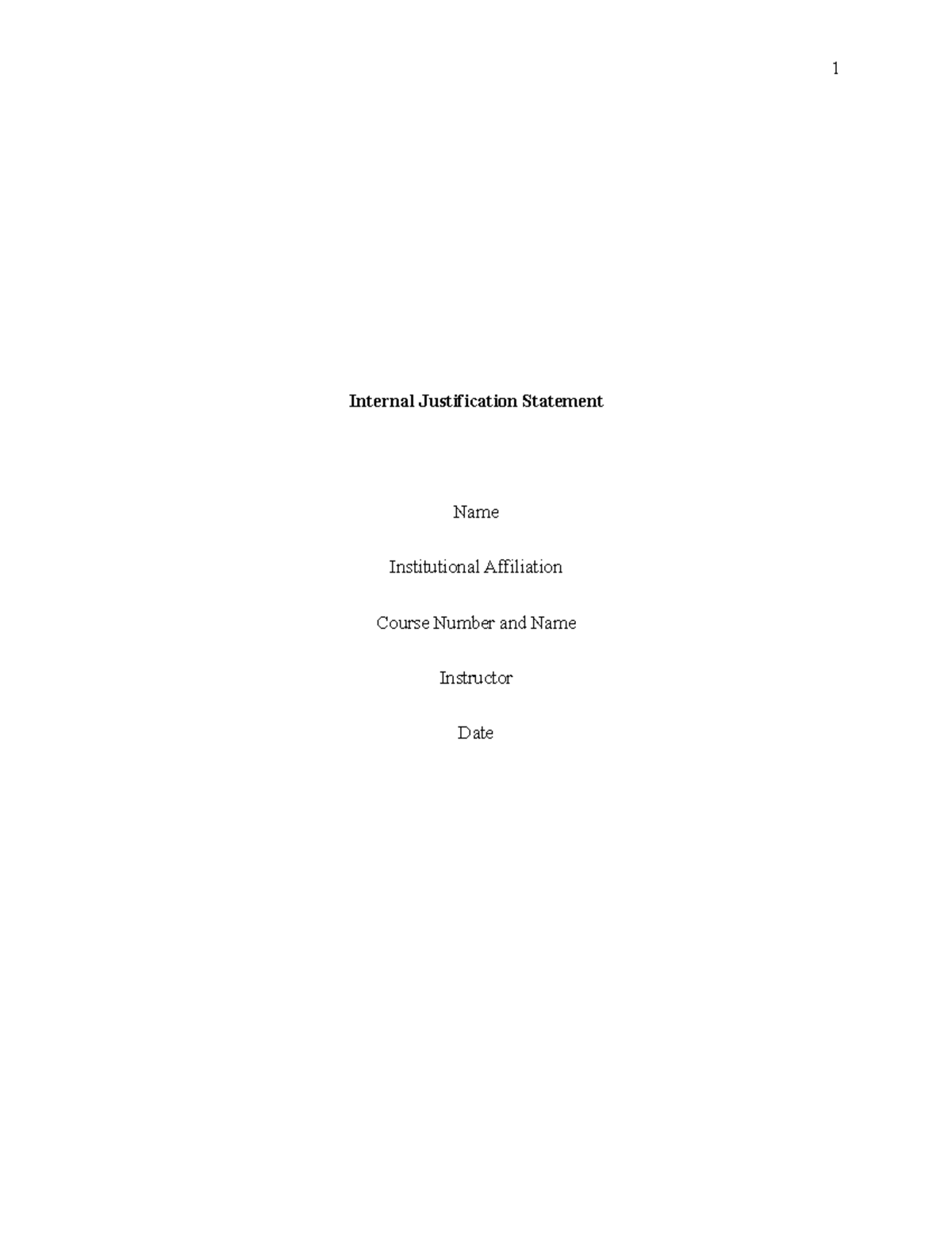 Internal Justification Statement - Internal Justification Statement ...