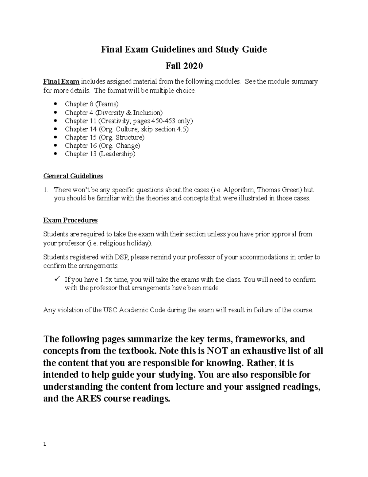 Final Exam Overview & Study Guide F20 - Final Exam Guidelines and Study ...