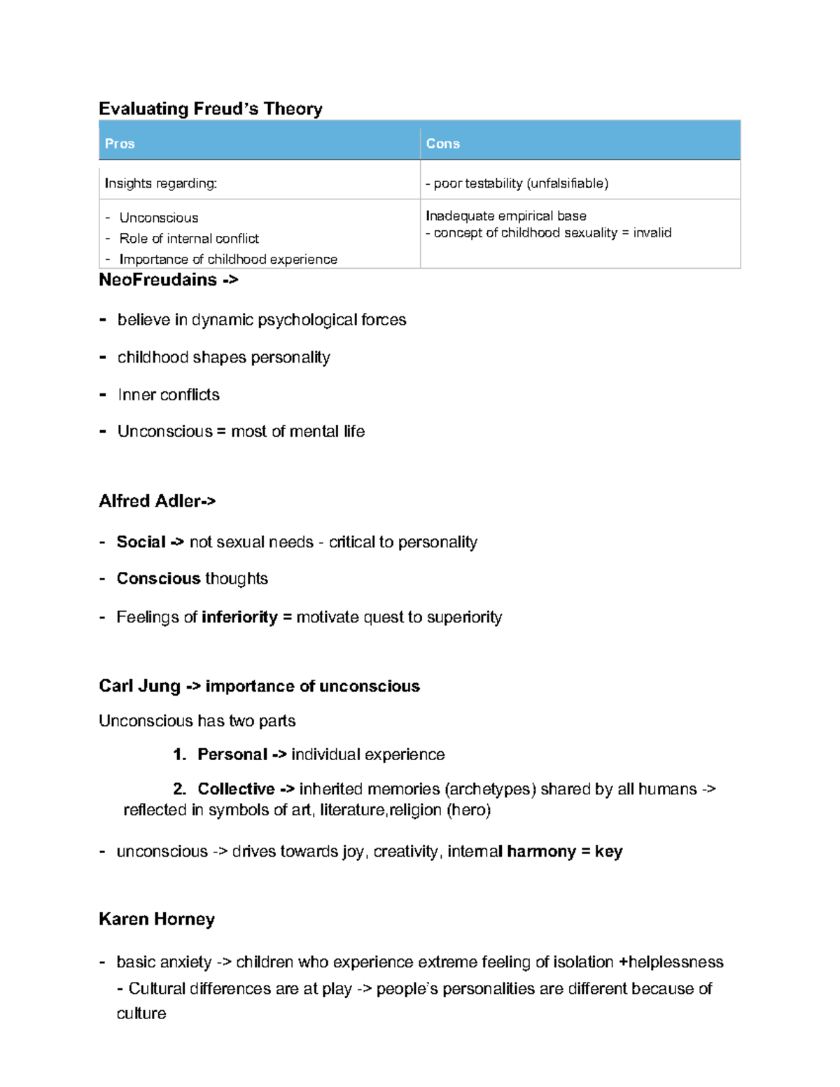 Psych Notes-10 - Evaluating Freud’s Theory Pros Cons Insights regarding ...