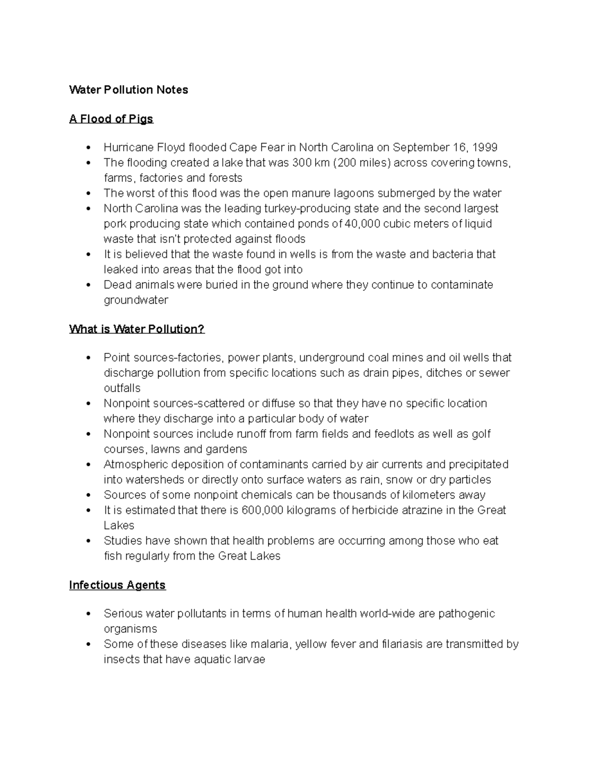 Water Pollution Notes - Studocu
