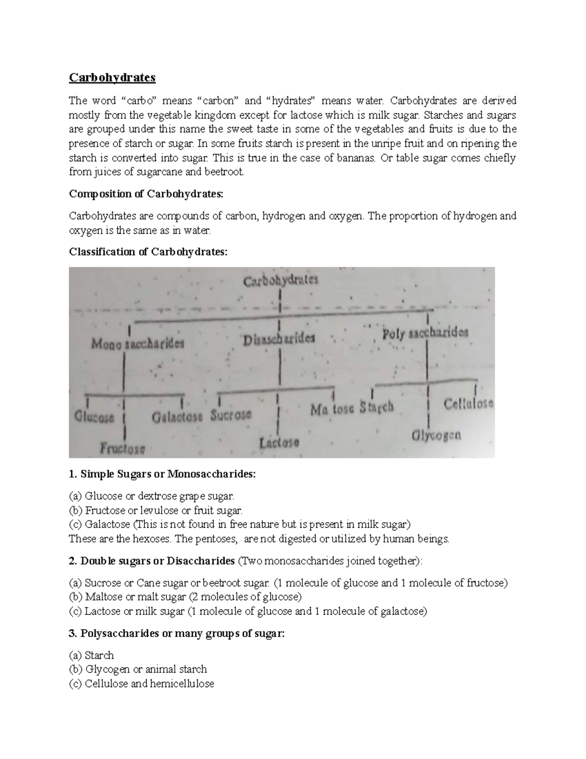 Carbohydrates - Lecture notes 1-5 - Carbohydrates The word “carbo ...