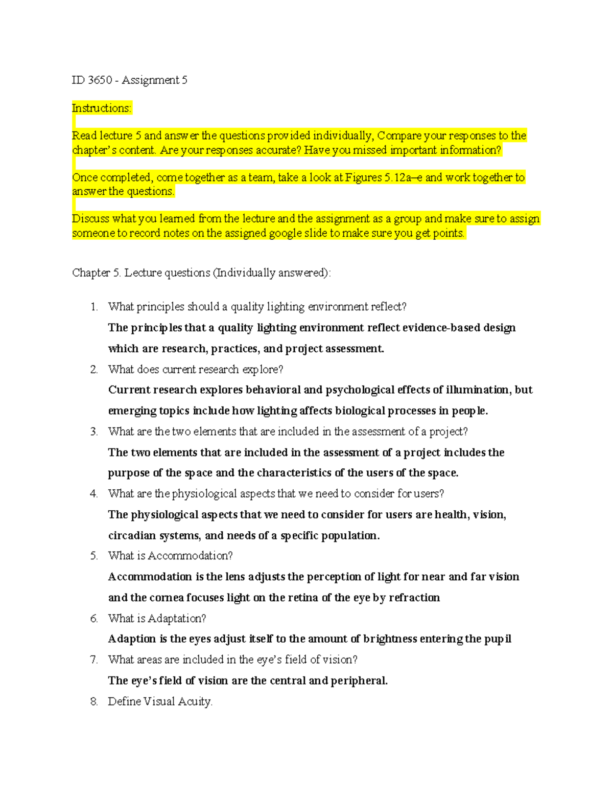 ID 3650 Assignment 5 - This document includes coursework that was ...