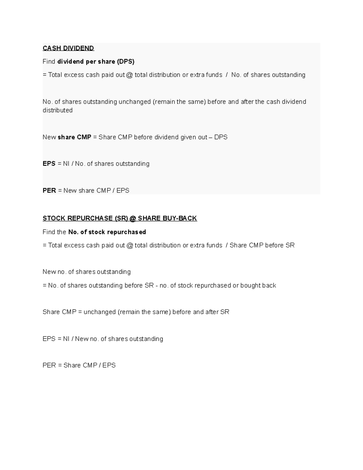 C10 Dividend Policy-calculation - CASH DIVIDEND Find dividend per share ...