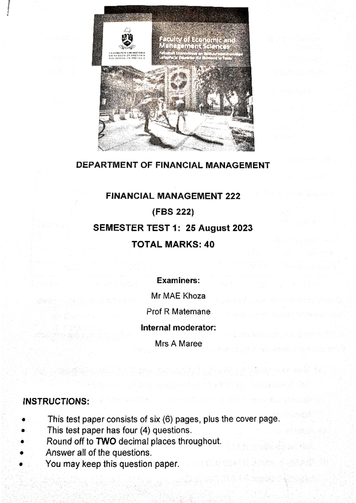 FBS 222 Sem test 1 2023 - Semester test 1 for 2023 - FBS 222 - Studocu