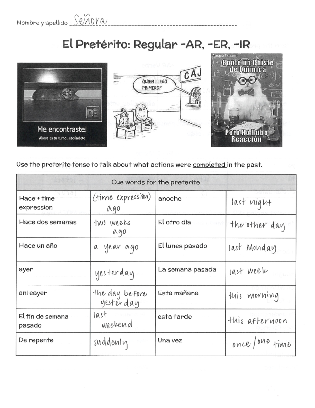 Preterite Notes - Studocu