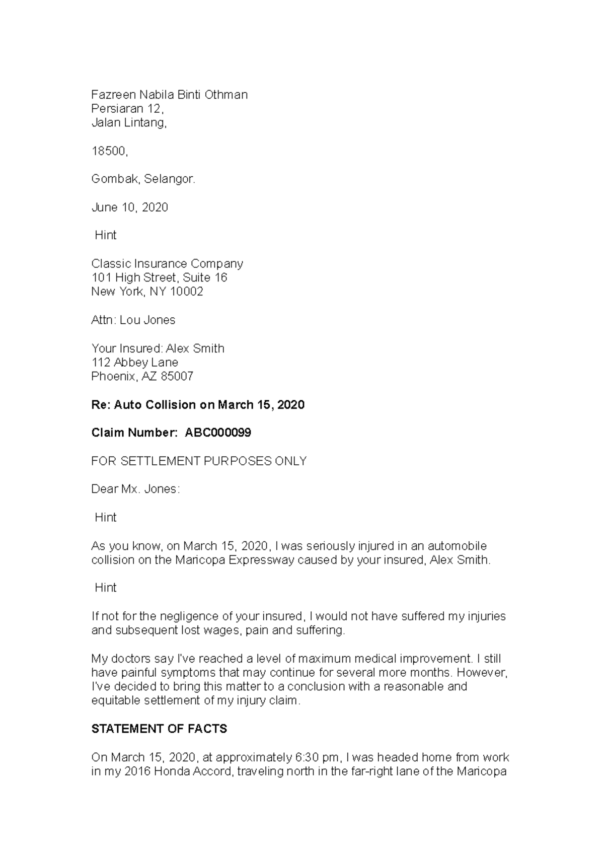 excellent Sample for solicitor letter - Fazreen Nabila Binti Othman ...