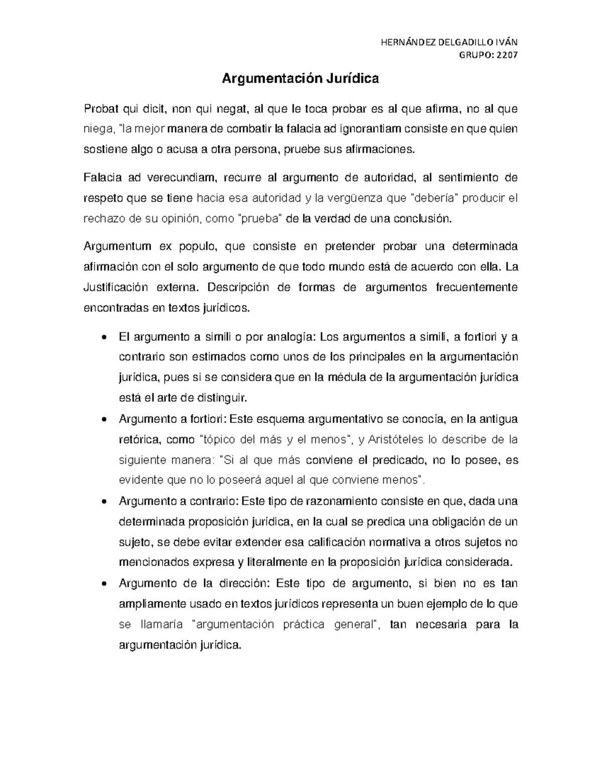 Argumentación Jurídica - HERNÁNDEZ DELGADILLO IVÁN GRUPO: 2207 ...